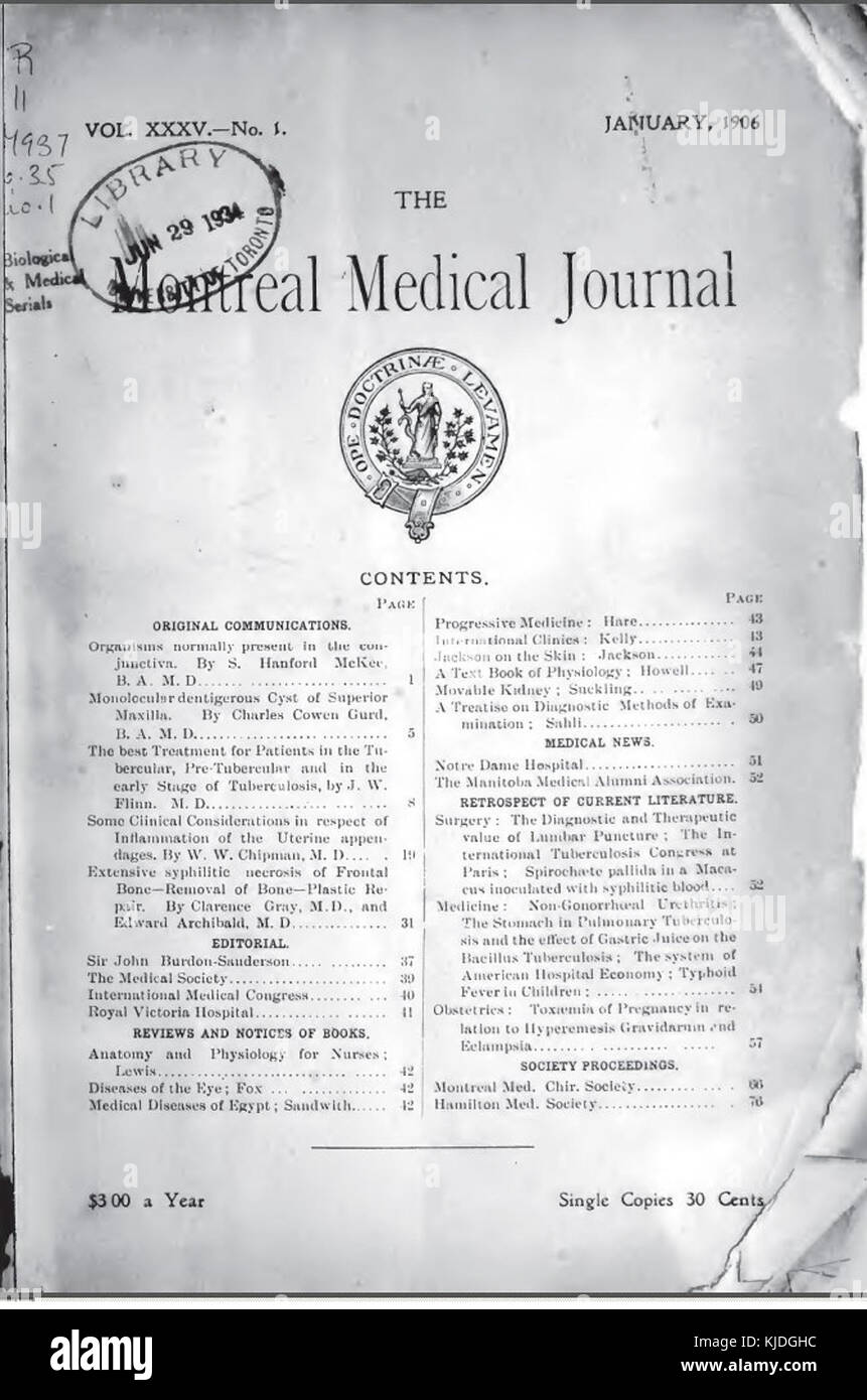 Vintage medical journal cover hi-res stock photography and images - Alamy