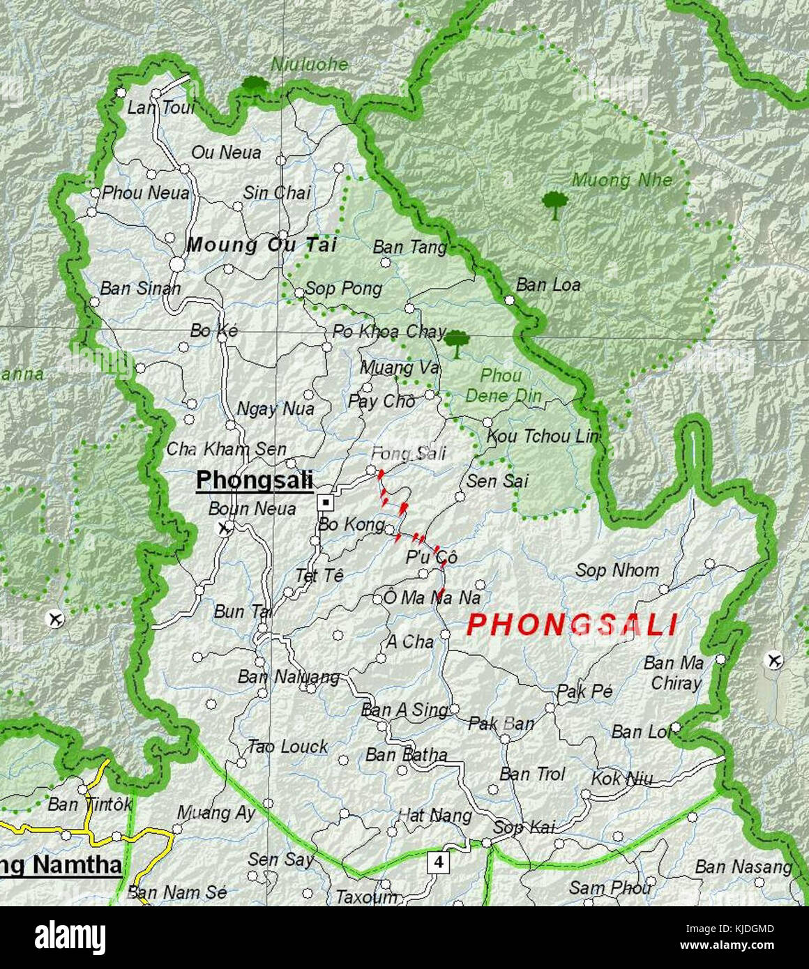 Map of Phongsali Province, Laos Stock Photo - Alamy