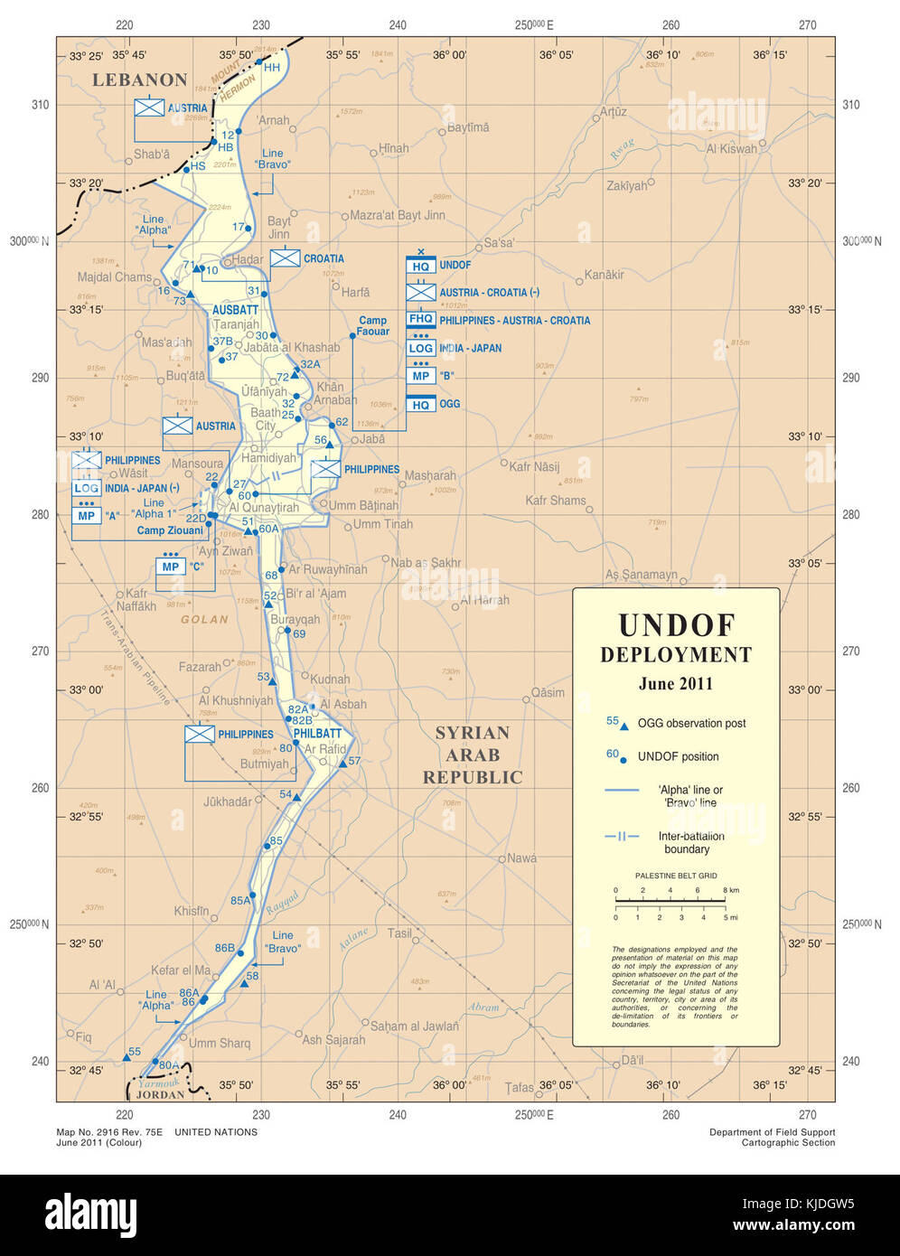 UNDOF map june 2011 Stock Photo - Alamy
