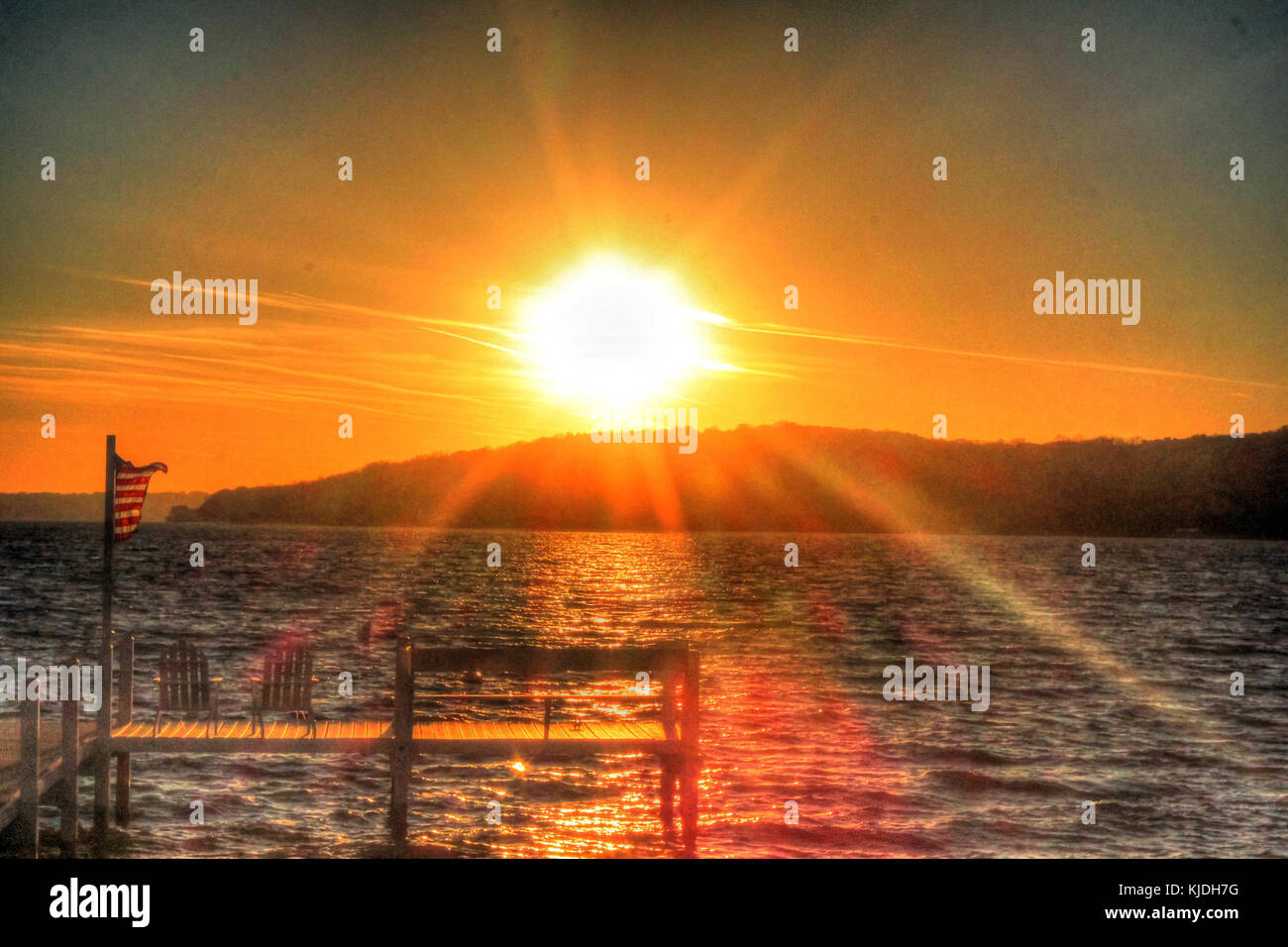 Gfp wisconsin lake geneva sun in the sky Stock Photo - Alamy