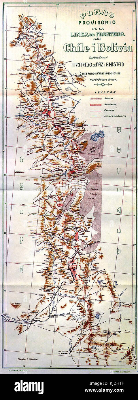 Plano provisorio frontera Chile bolivia 1904 Stock Photo - Alamy