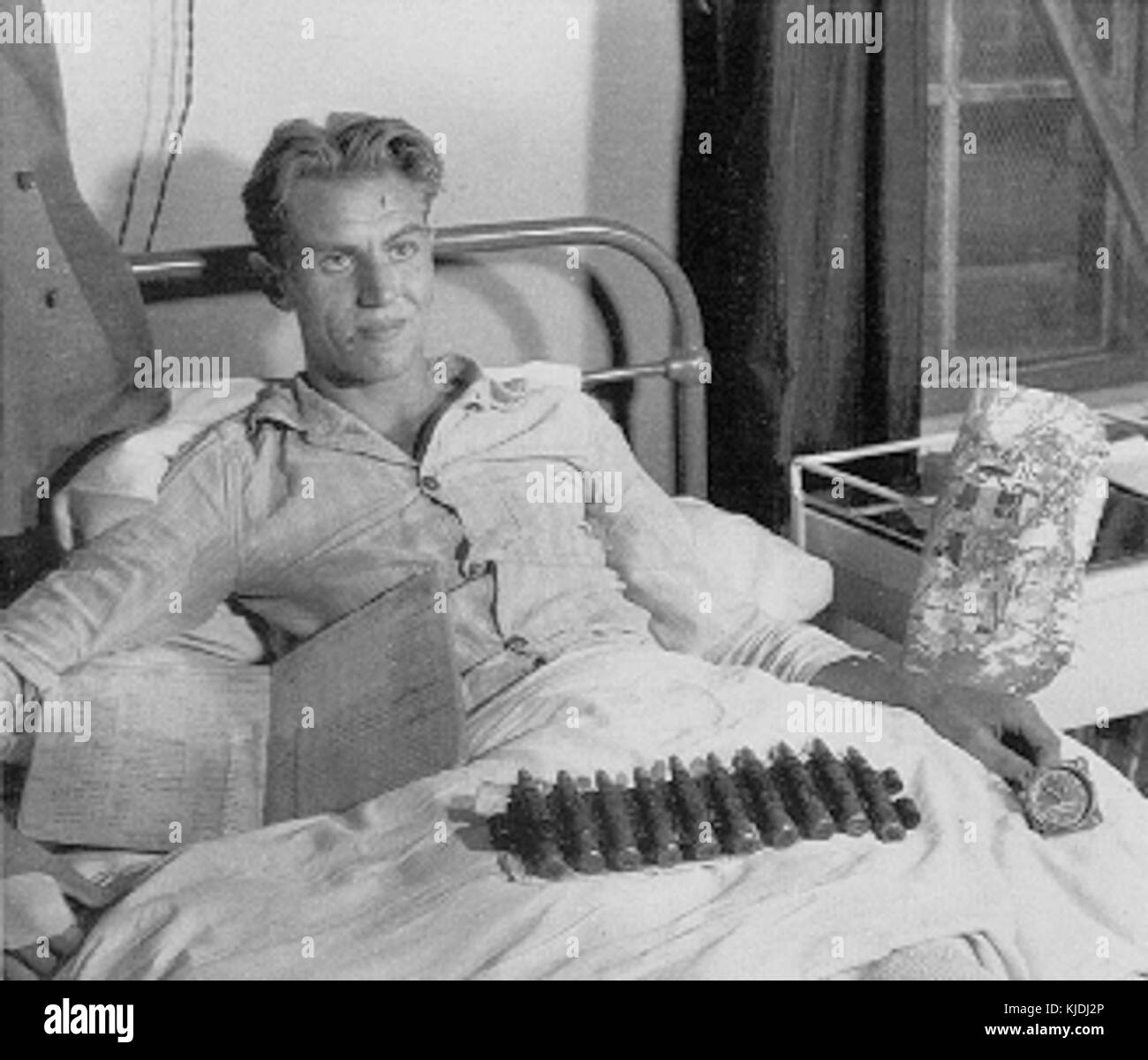 George Beurling injured in bed 1943 Stock Photo - Alamy