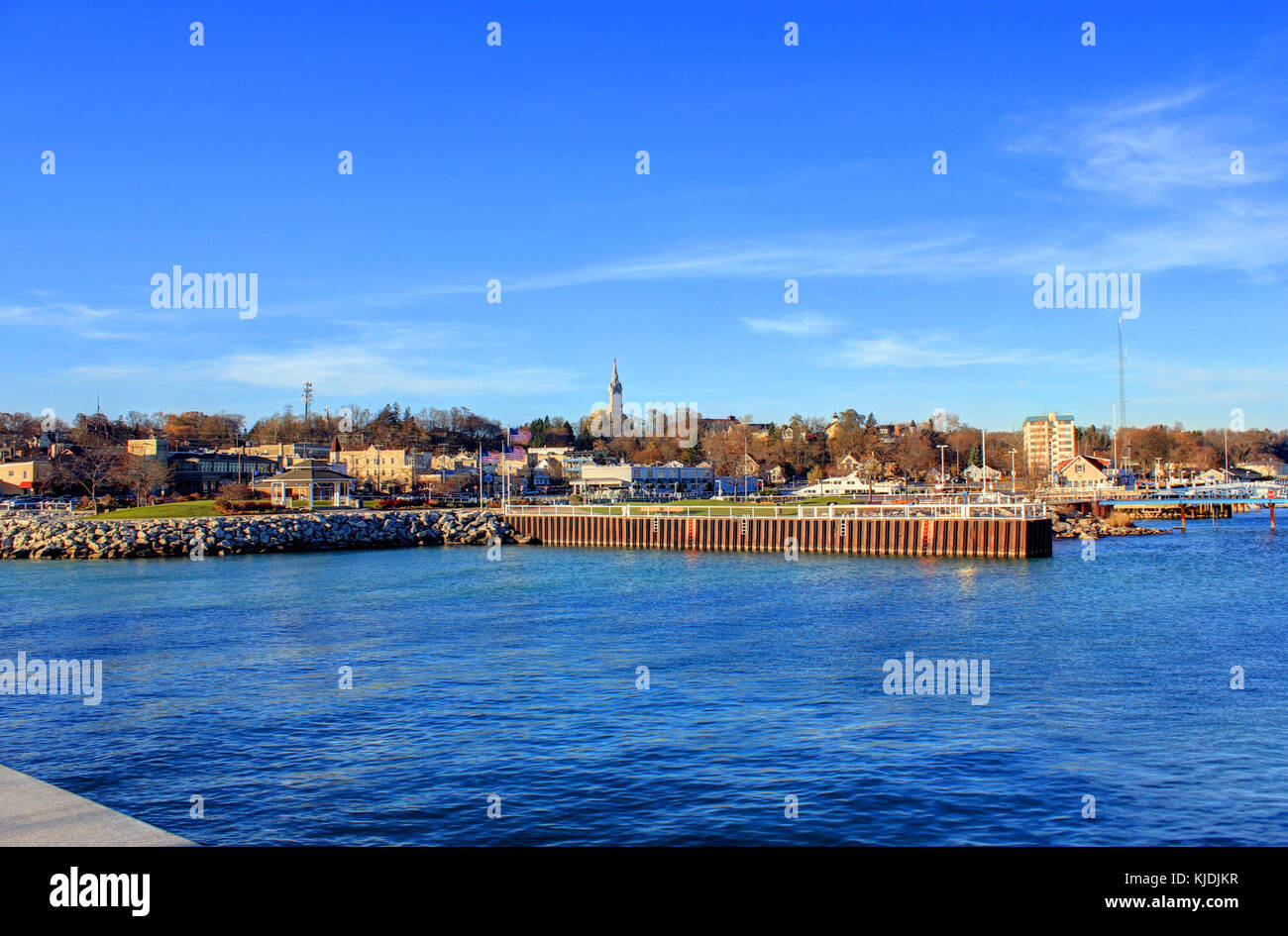 This photograph captures the town of Port Washington in Wisconsin from ...