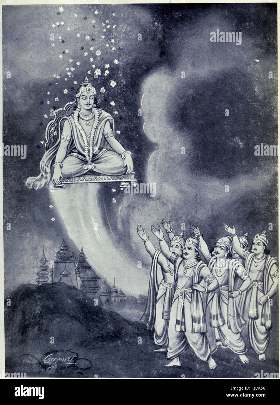 Yayati ascend to Heaven Stock Photo - Alamy