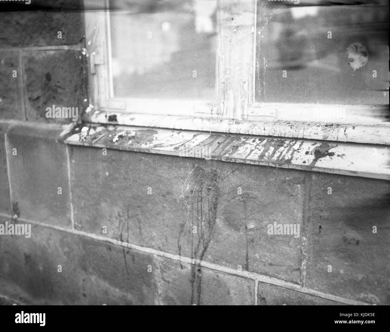 A historical photograph showing the window of the Althingi building in ...