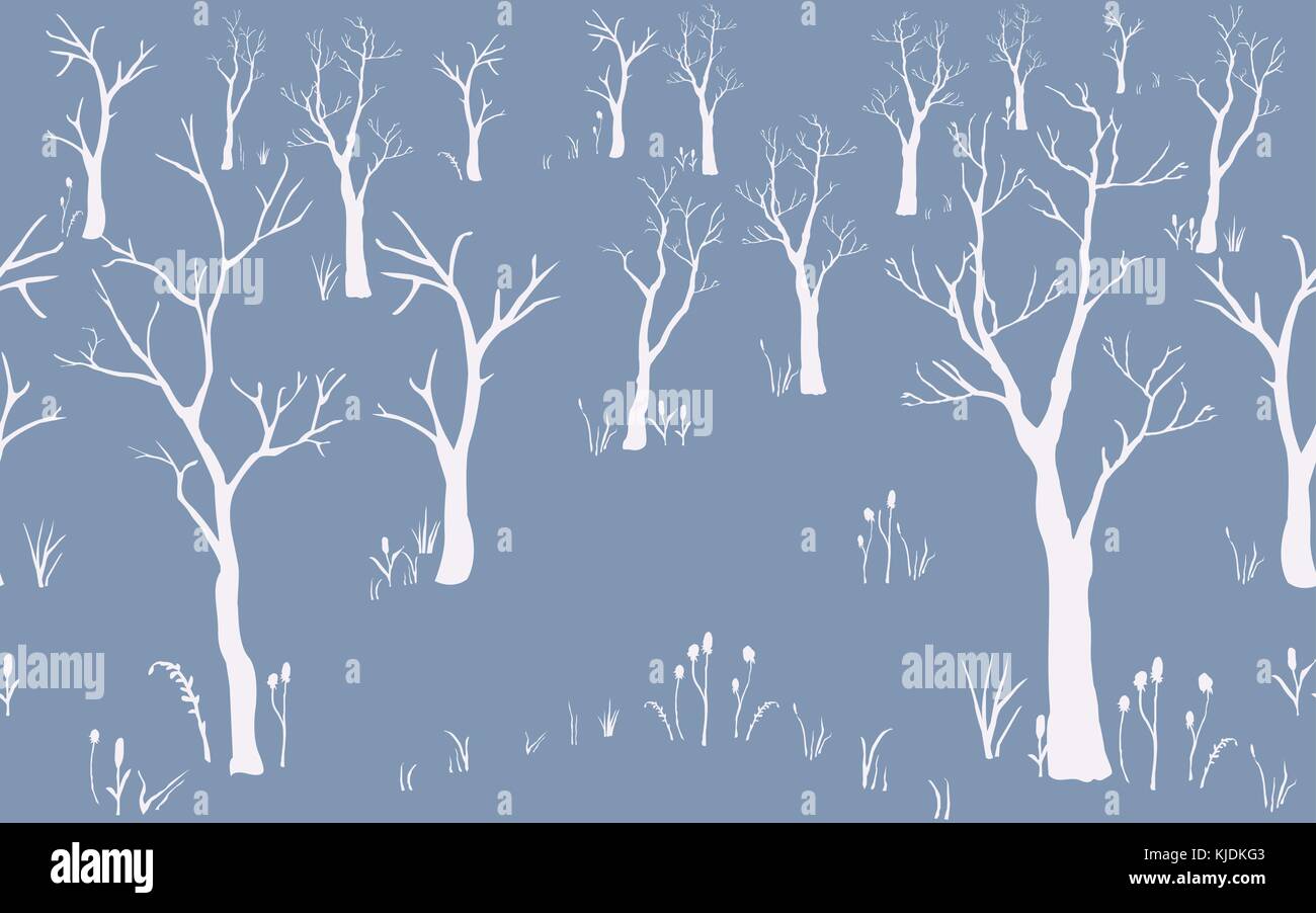 Silhouettes of Trees on subtle background. Tree Pattern. Vector ...