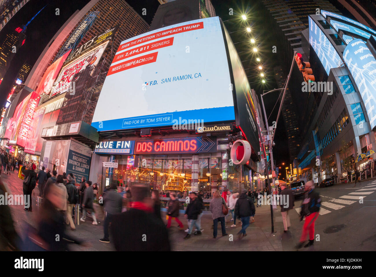 Electronic billboards in Times Square in New York show "Impeach Trump ...