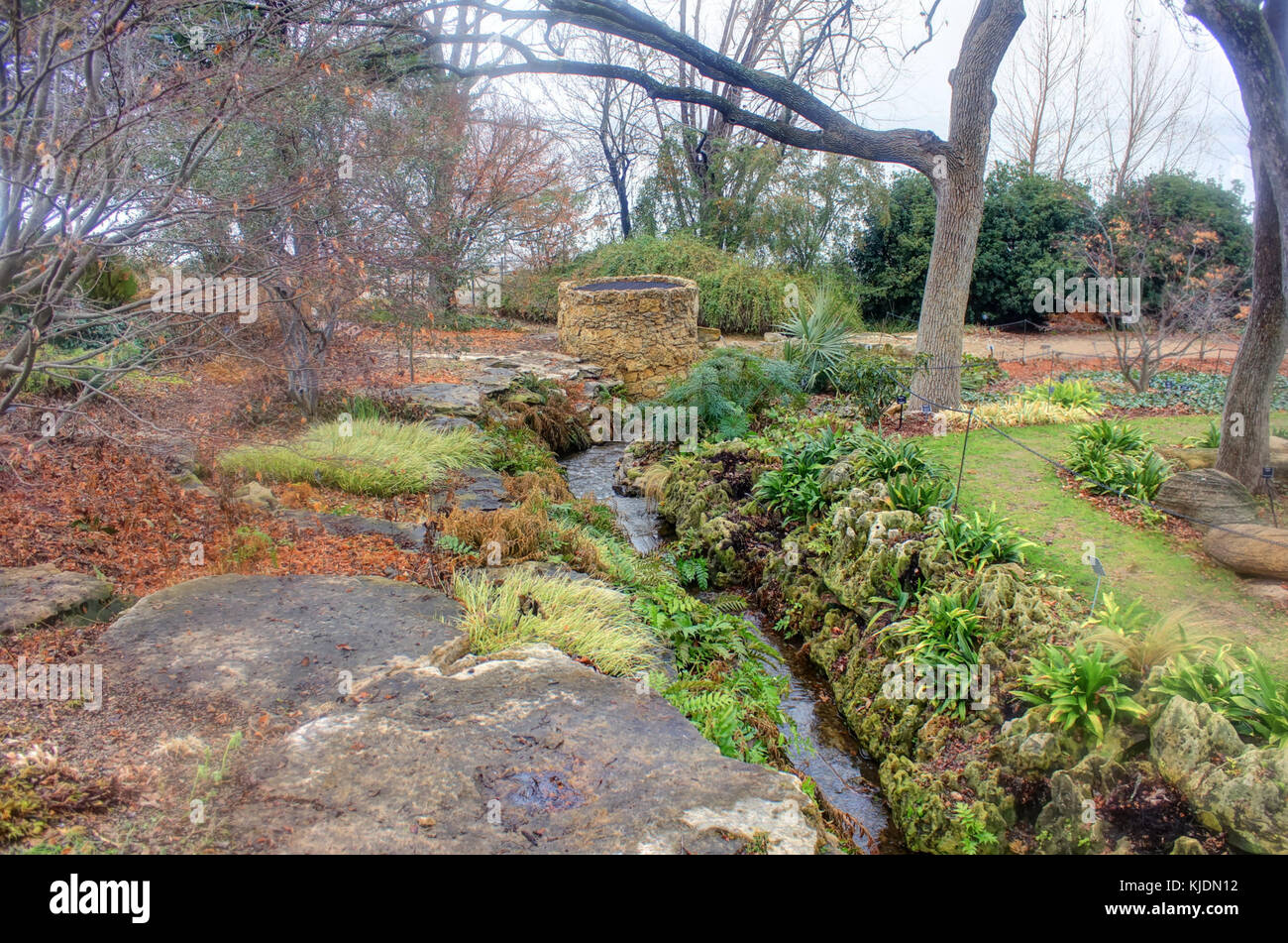 Gfp texas dallas arboretum small stream in garden Stock Photo - Alamy