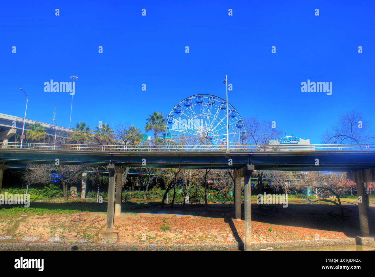 Gfp texas houston bridge and ferris wheel Stock Photo - Alamy
