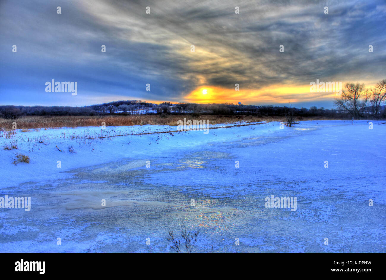 Gfp wisconsin middleton icy sunset at pheasant conservatory Stock Photo - Alamy