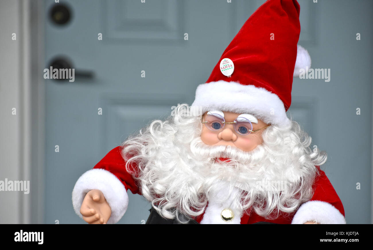 Santa Claus outside the front door Stock Photo - Alamy
