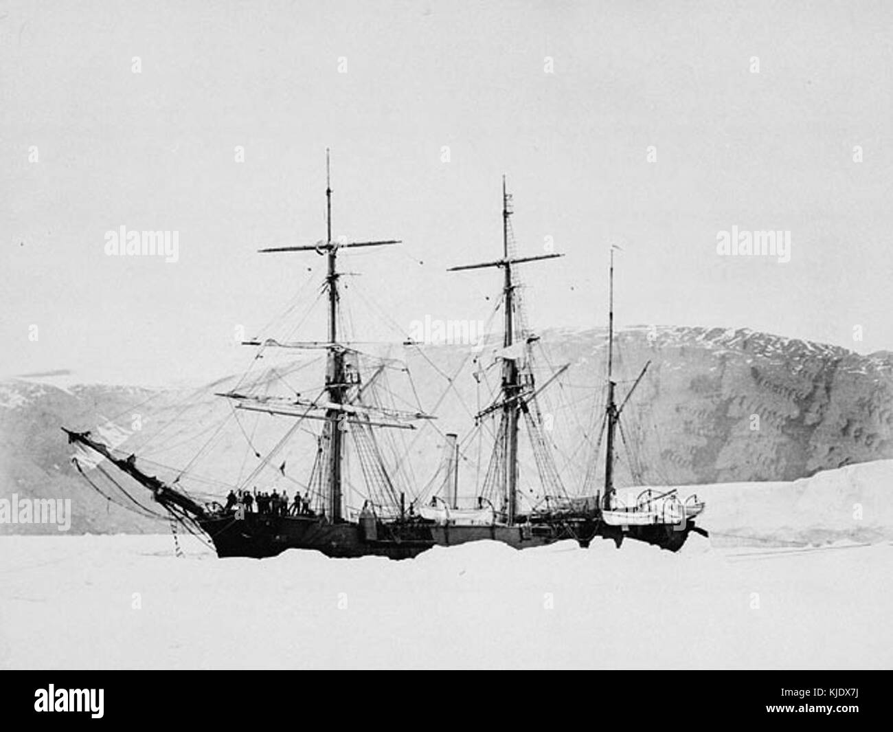 A historical image of HMS Alert in Lincoln Bay, Northwest Territories ...
