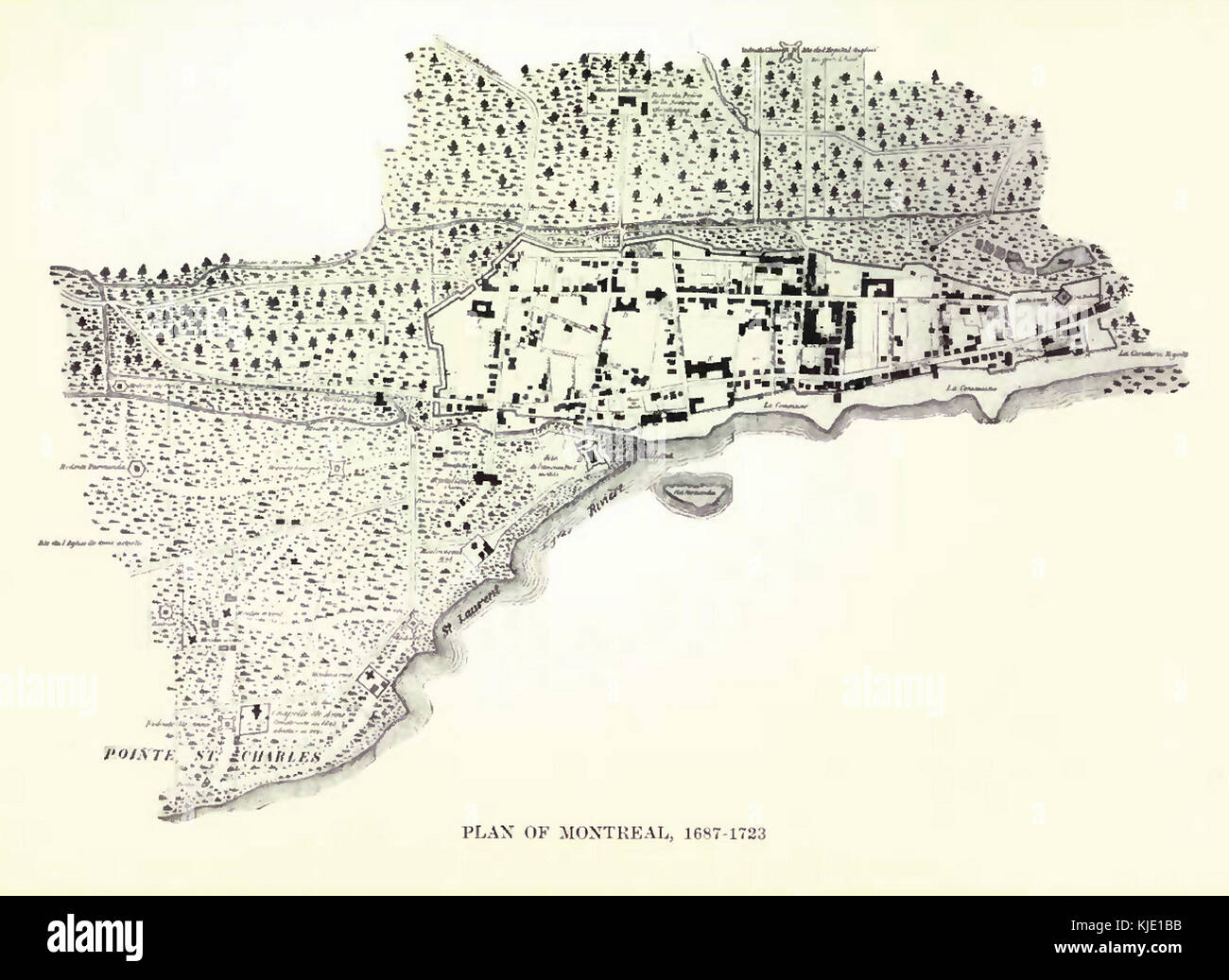 Plan of Montreal, 1687 1723 Stock Photo - Alamy