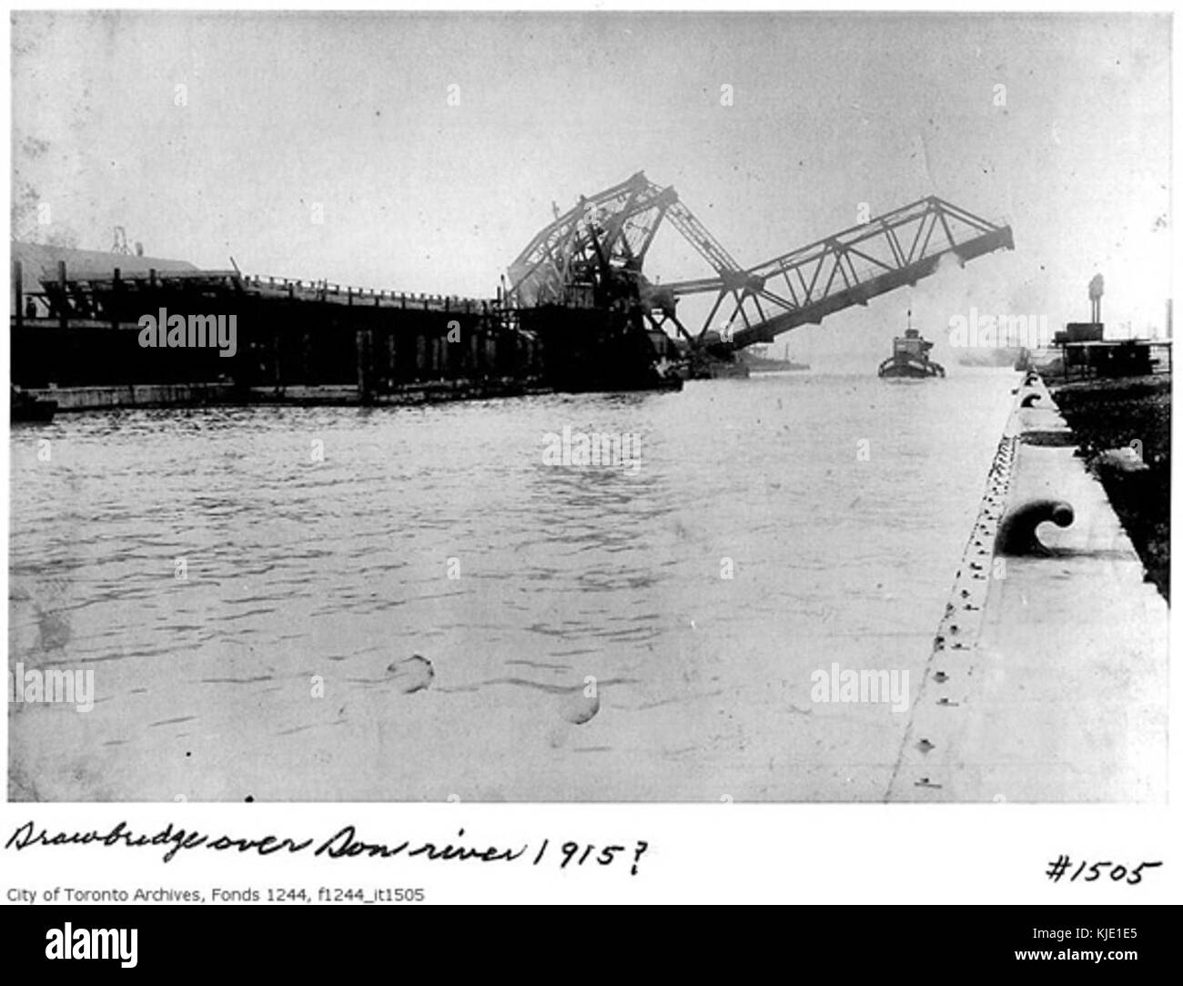 The bascule truss bridge that crossed the Keating Channel in 1915 a ...