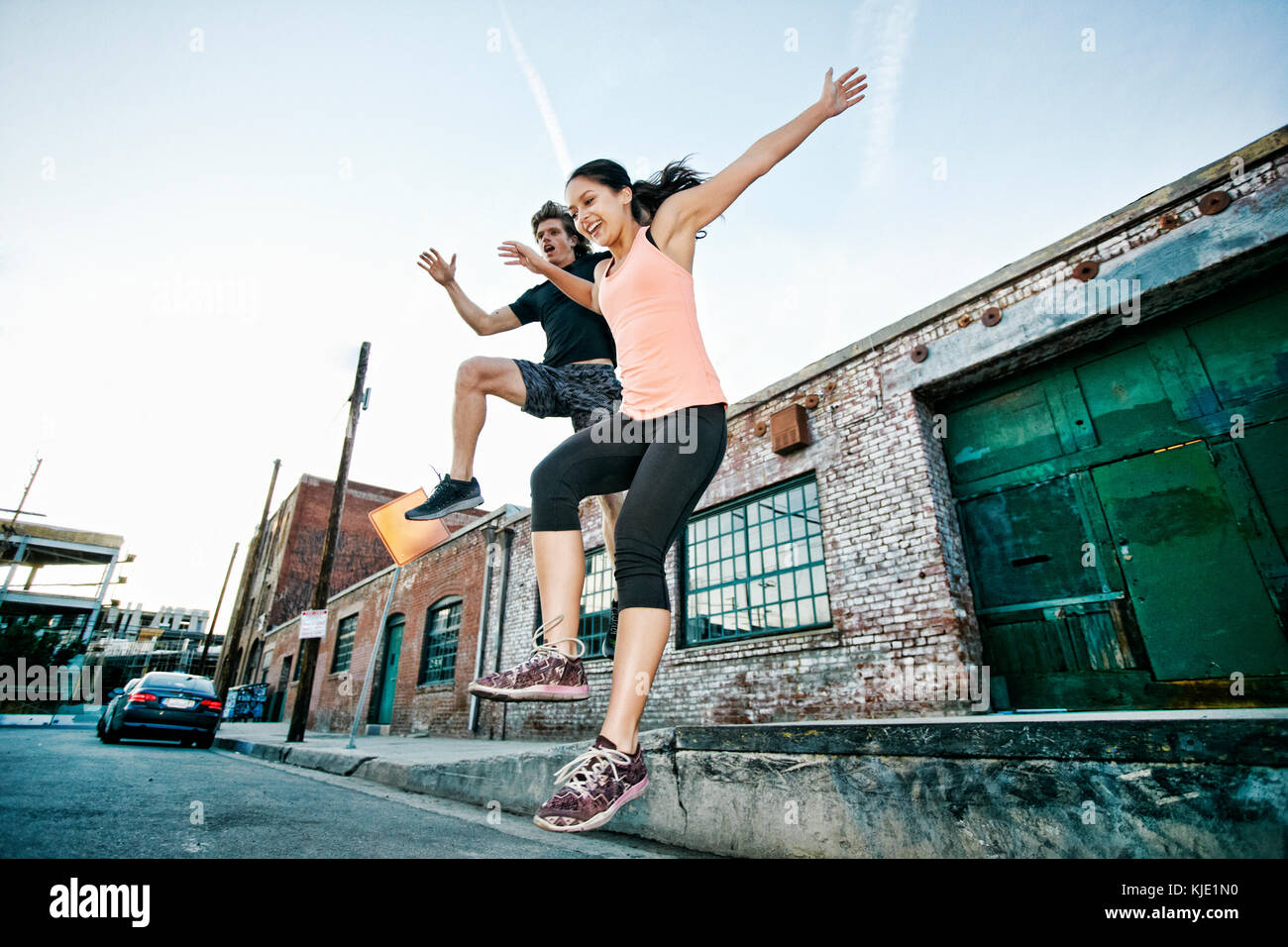 Couple Jumping Dock High Resolution Stock Photography and Images - Alamy