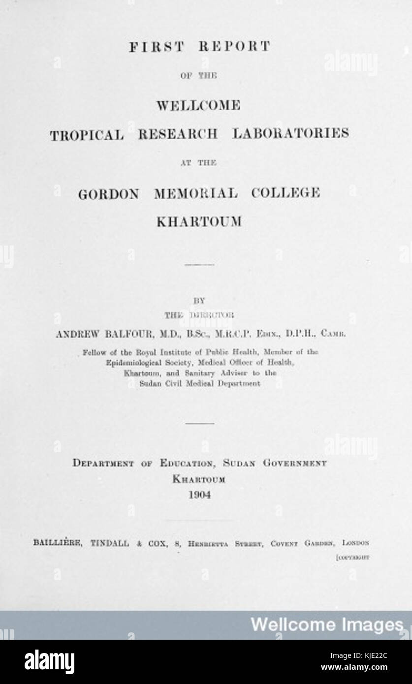 First report of the Wellcome Research Laboratories at the Gordon ...