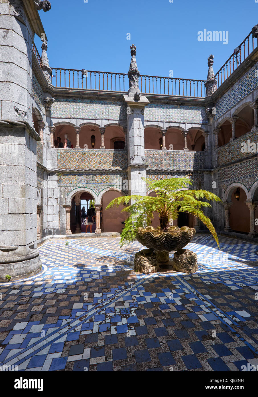 SINTRA, PORTUGAL - JULY 03, 2016: The tiled cloisters surrounding the ...