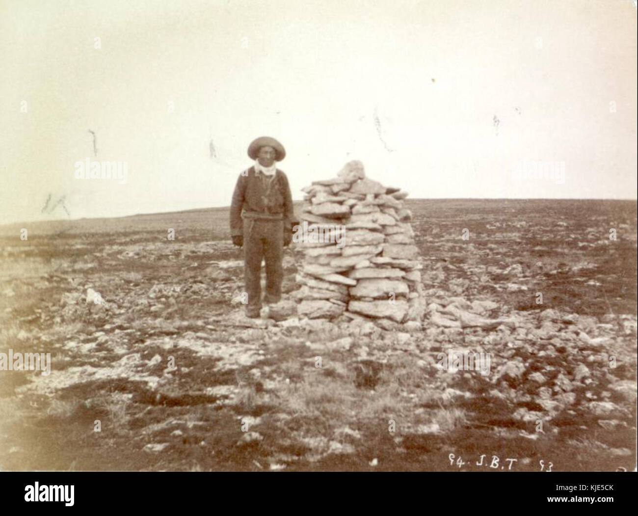 Photograph of an Eskimo cairn, a stone structure, located at the east ...