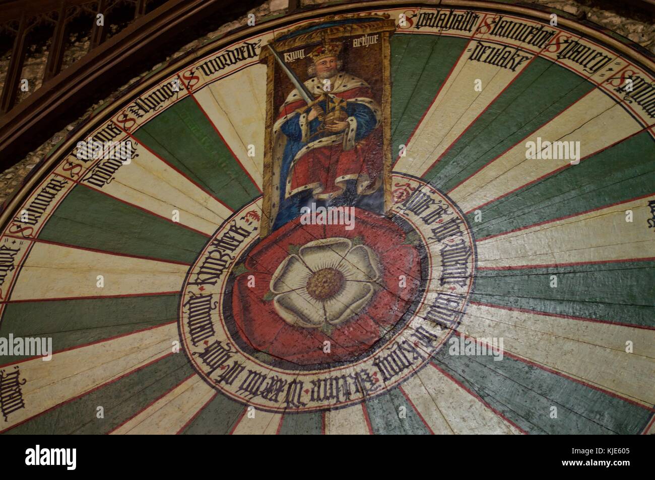 Round Table hanging in Great Hall of Winchester Castle, Winchester, UK ...