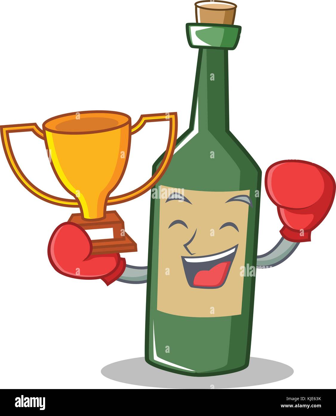 Boxing winner wine bottle character cartoon Stock Vector Image & Art ...