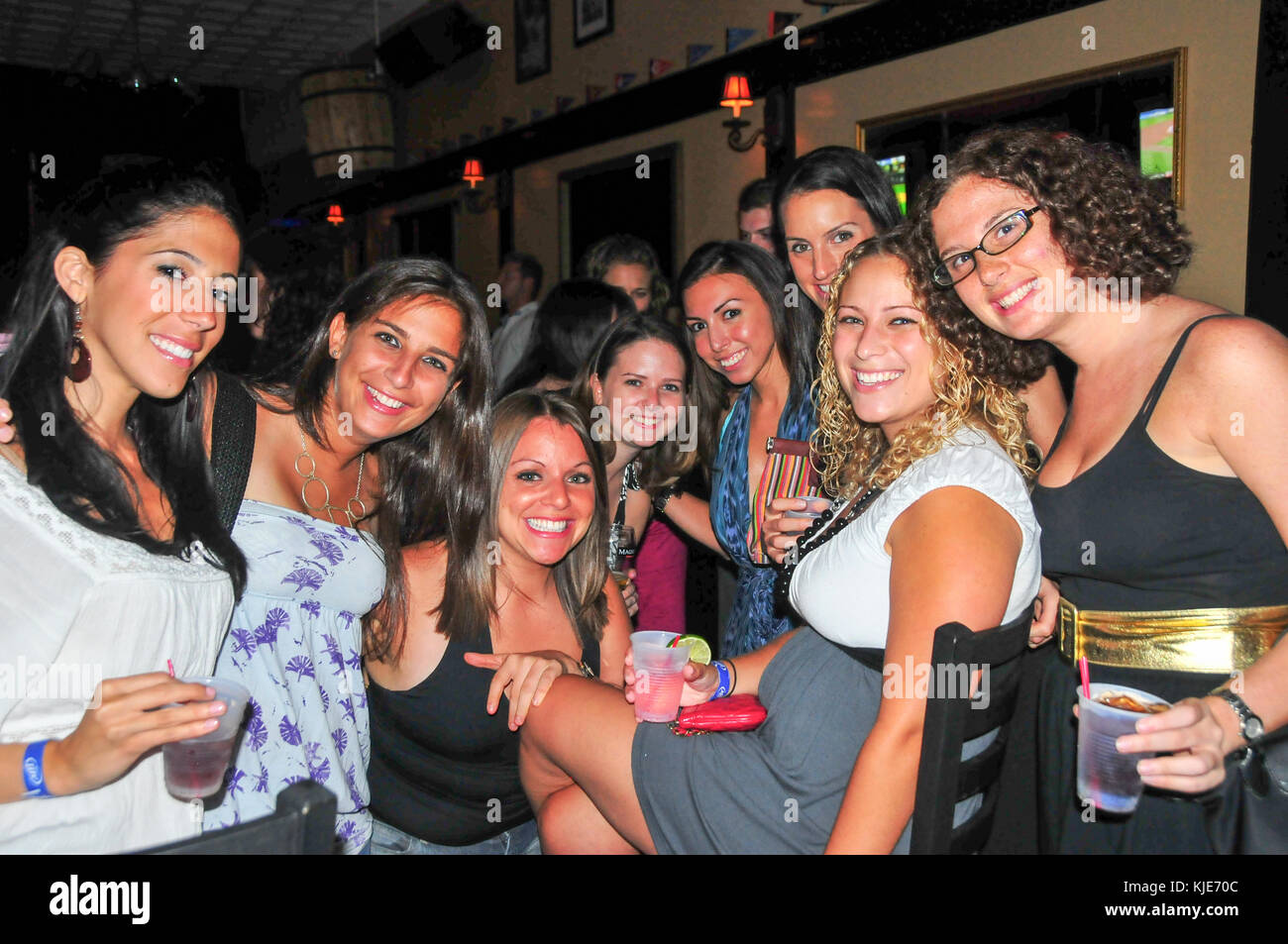 New York, New York - July 31, 2009: People having fun at a bar in New ...