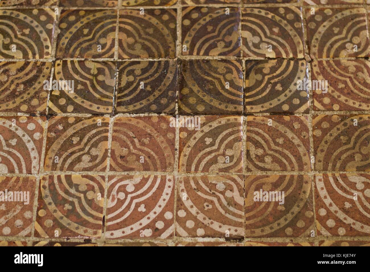 Original Roman mosaic tiles on floor of Winchester Cathedral, UK Stock ...