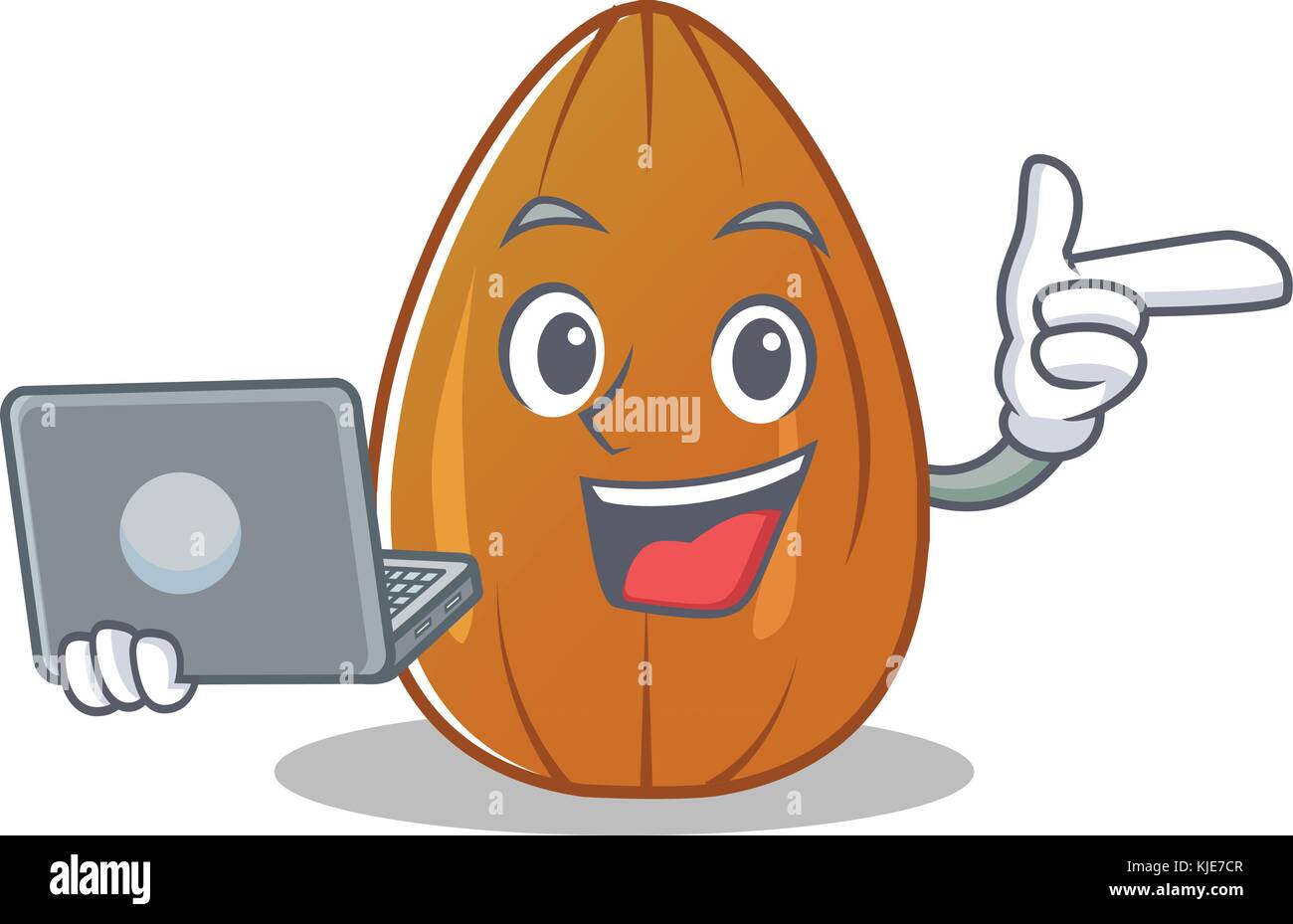 With laptop almond nut character cartoon Stock Vector Image & Art - Alamy