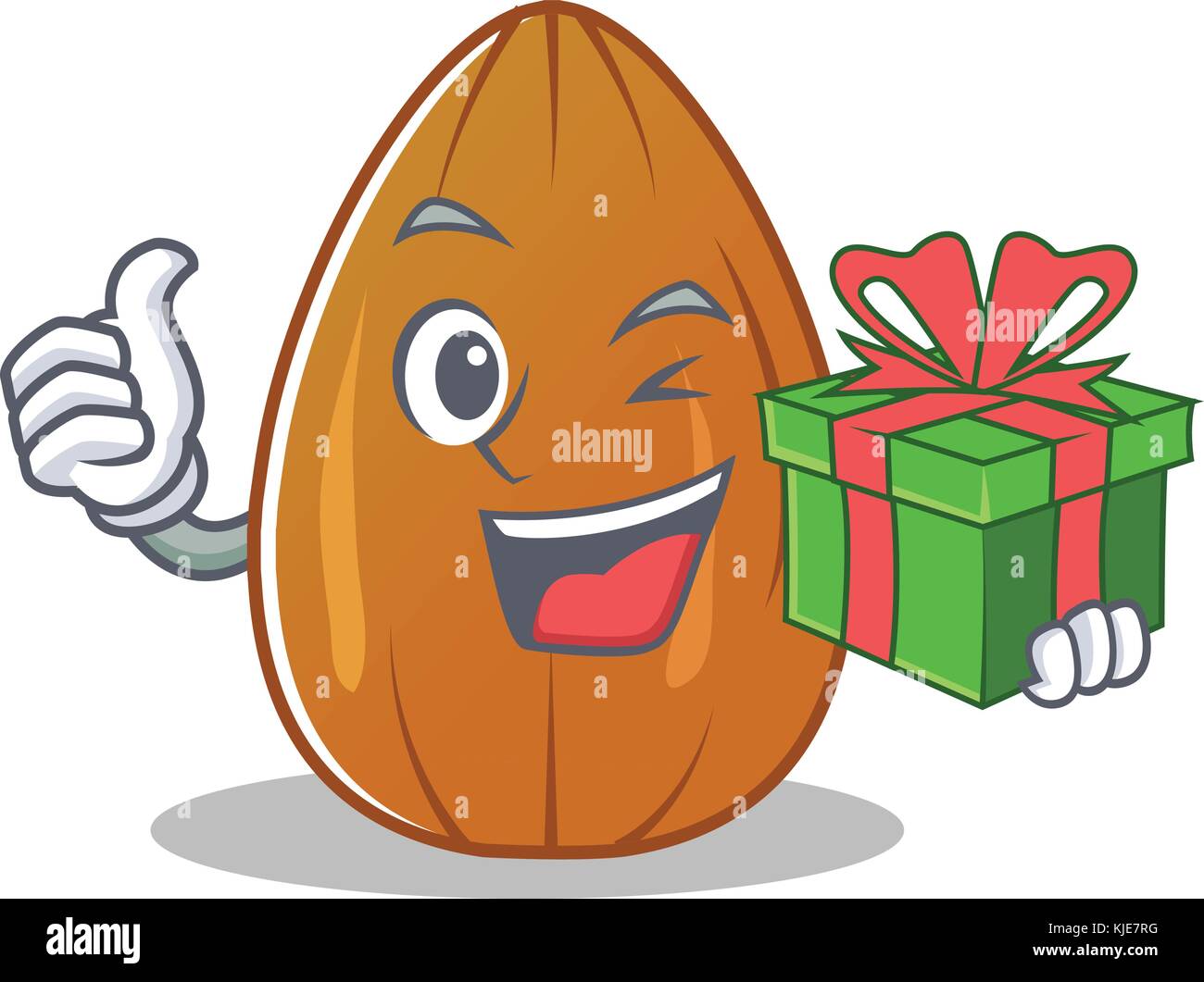 With gift almond nut character cartoon Stock Vector Image & Art - Alamy
