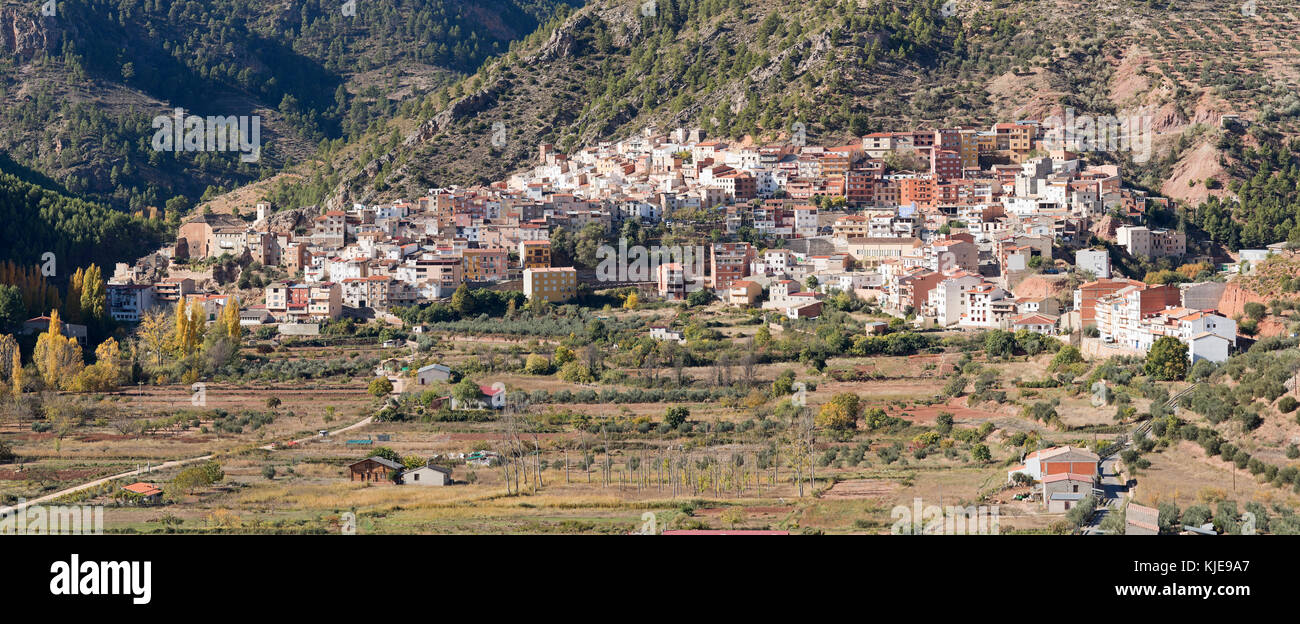 Panoramic of the town of Bogarra in the province of Albacete, Spain ...