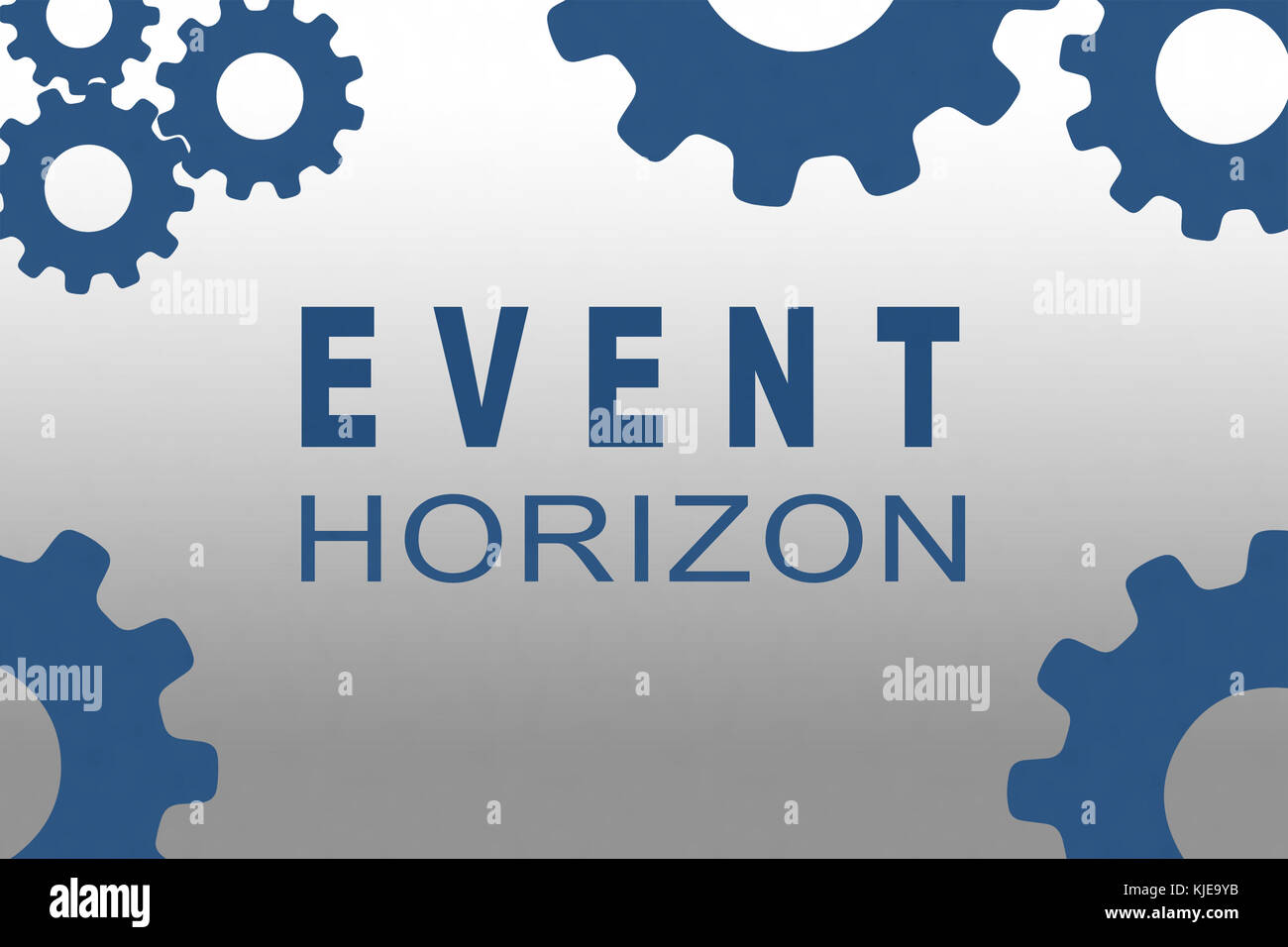 EVENT HORIZON sign concept illustration with dark blue gear wheel ...