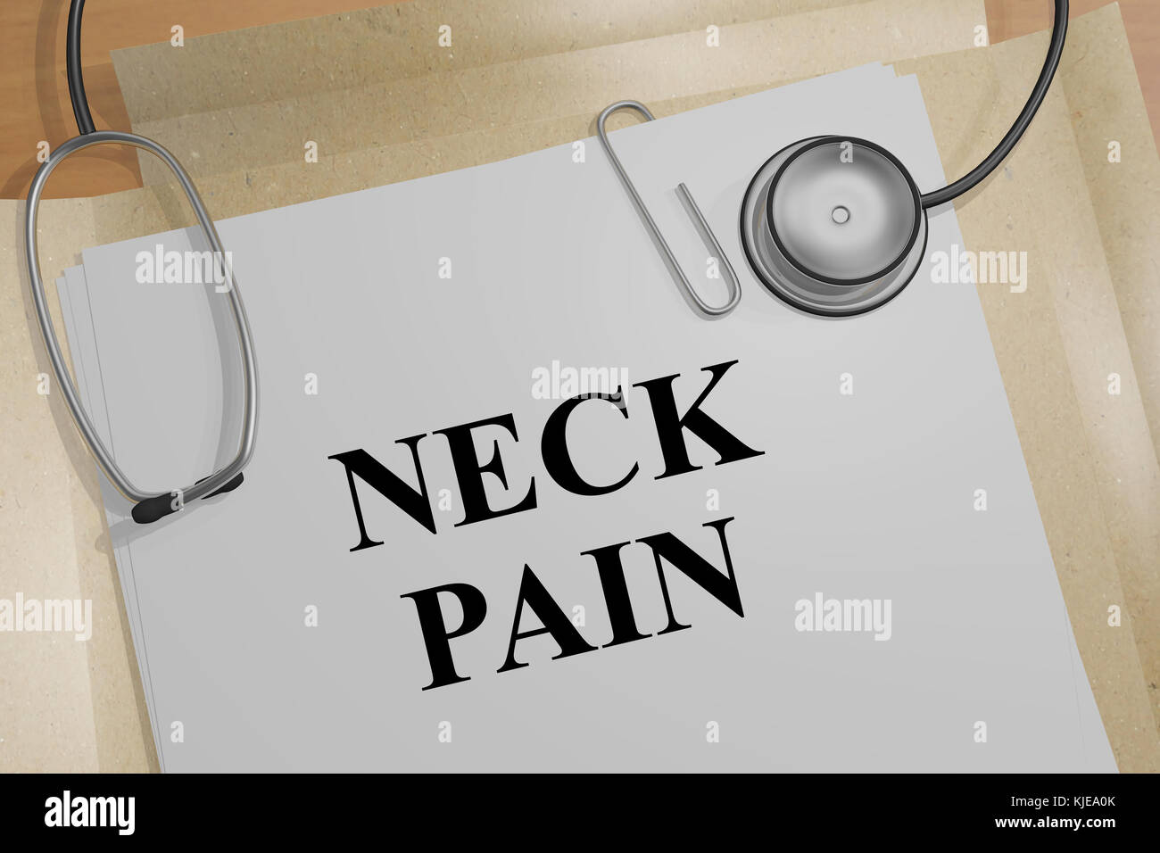3D illustration of "NECK PAIN" title on a medical document Stock Photo ...