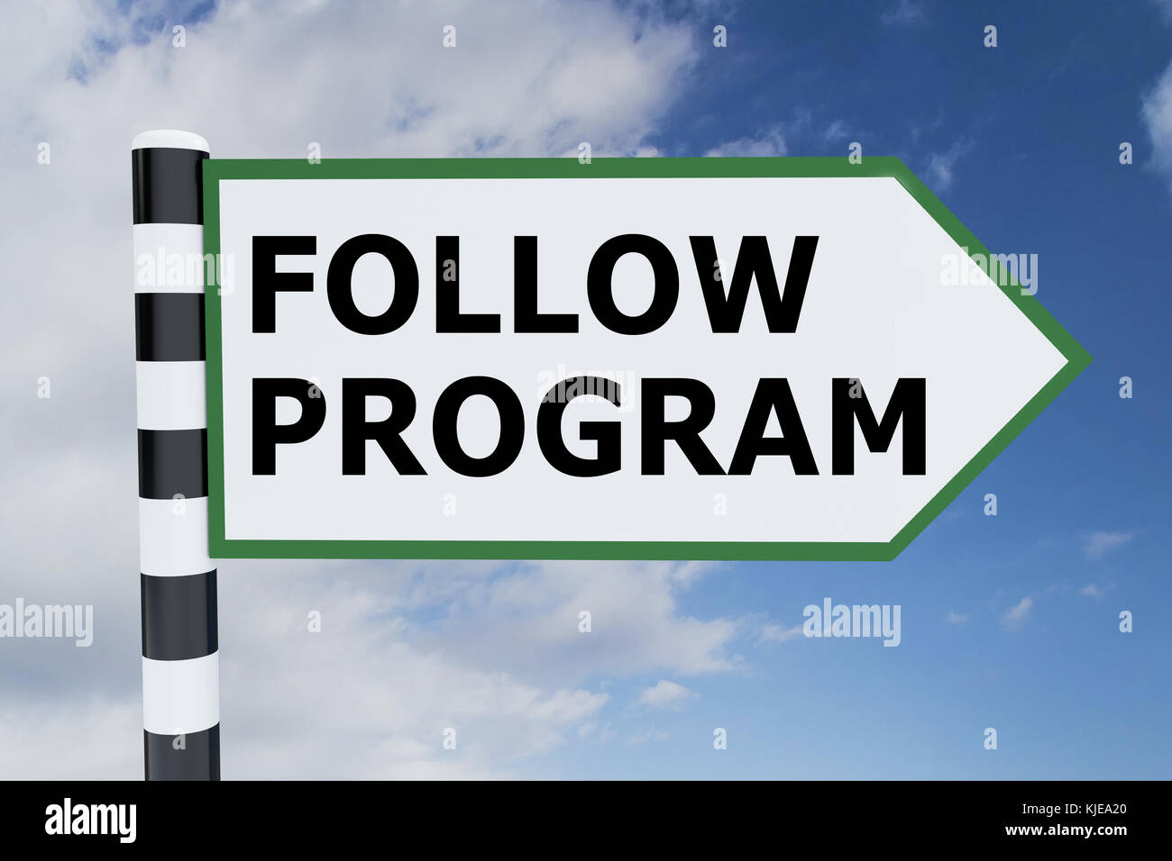 3D illustration of "FOLLOW PROGRAM" script on road sign Stock Photo - Alamy