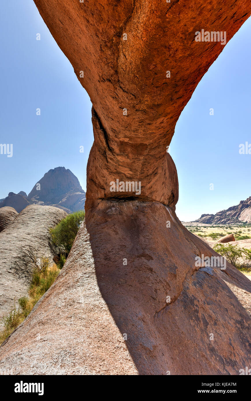 Landscape with massive granite arch in Spitzkoppe in the Namib desert ...