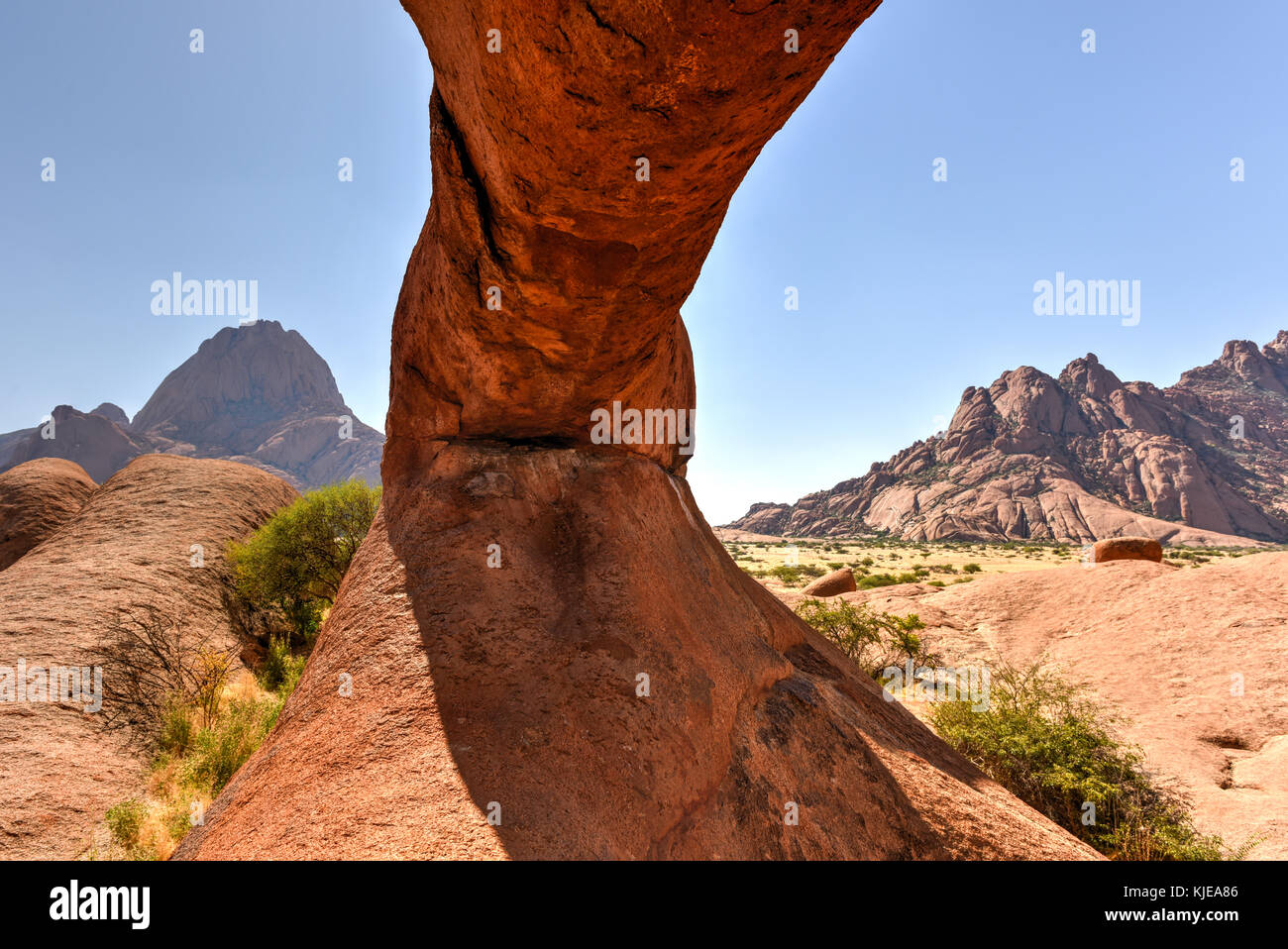Landscape with massive granite arch in Spitzkoppe in the Namib desert ...