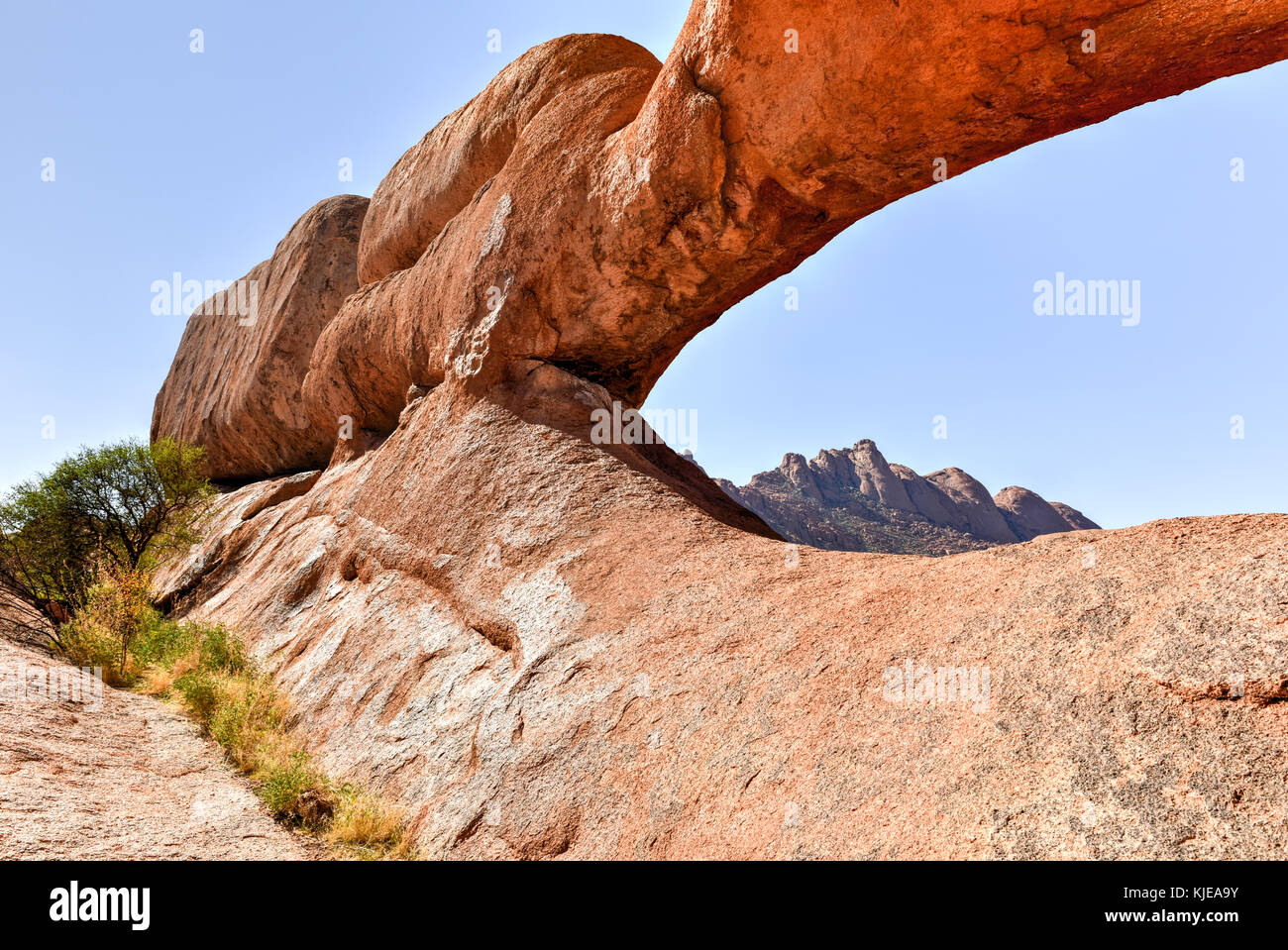 Landscape with massive granite arch in Spitzkoppe in the Namib desert ...