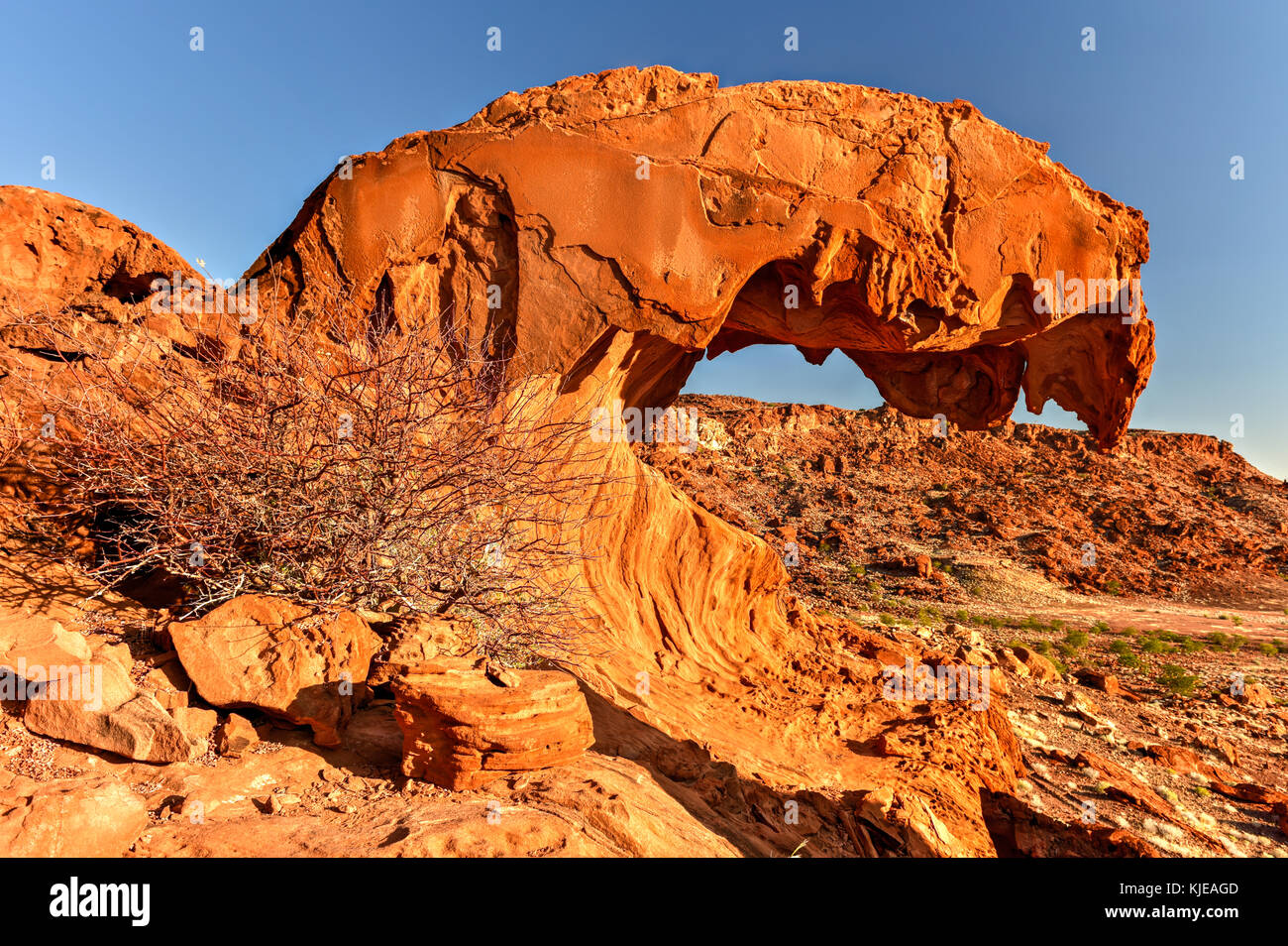 The lion's mouth rock formation throning on top of Huab valley in ...