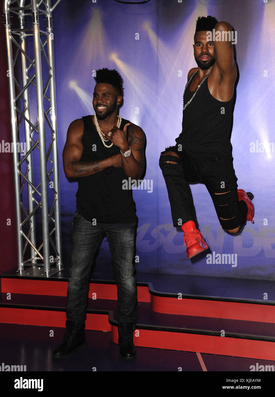HOLLYWOOD, CA - MAY 19: Guests take photos with Jason DeRulo's wax ...
