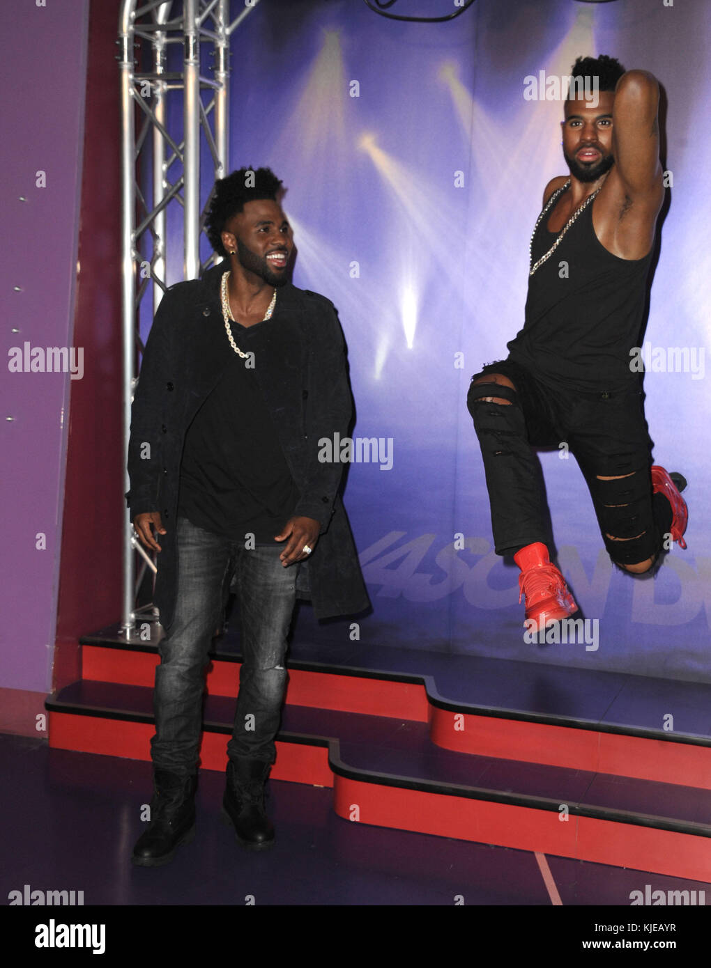 HOLLYWOOD, CA - MAY 19: Guests take photos with Jason DeRulo's wax ...