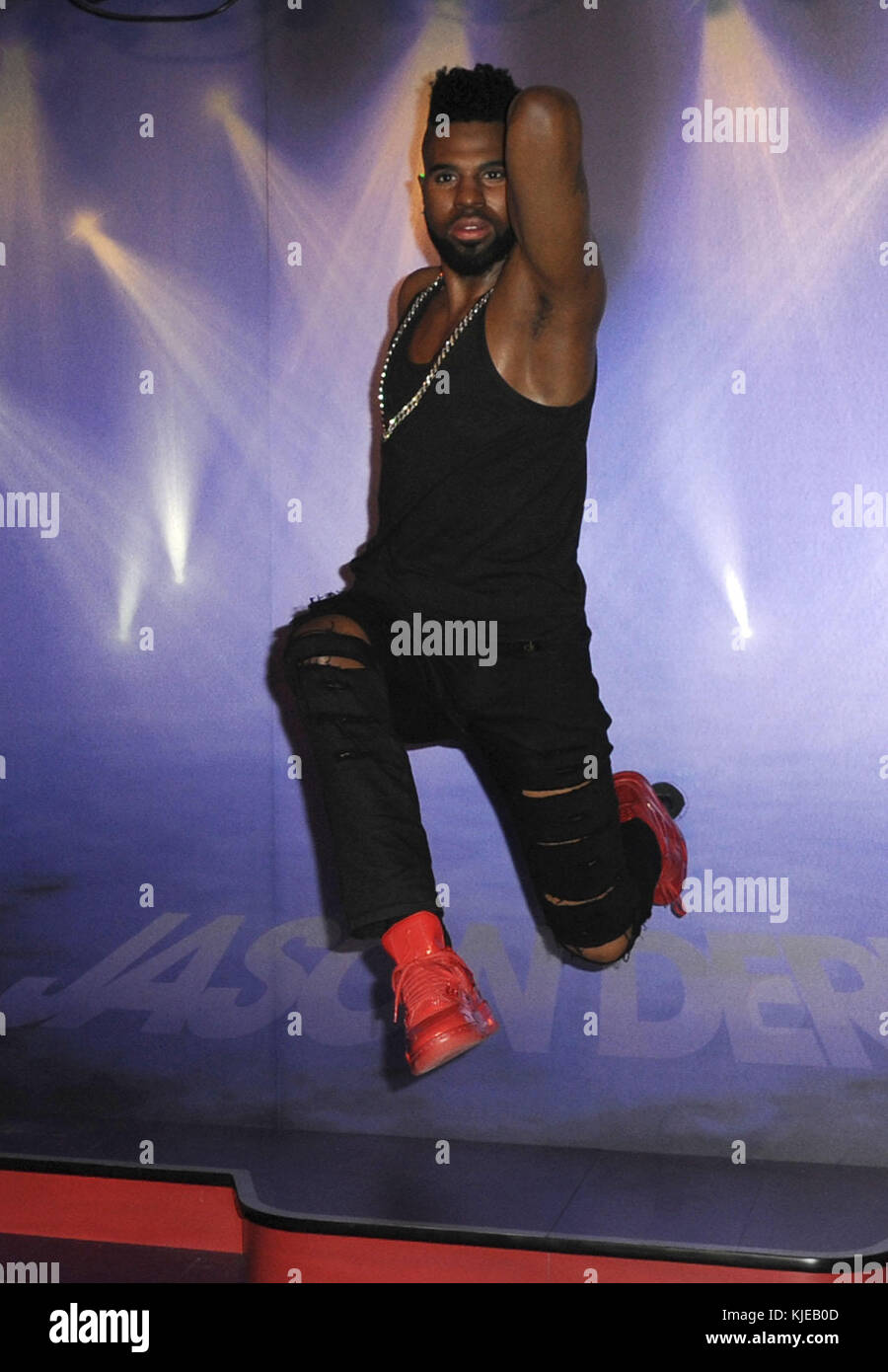 HOLLYWOOD, CA - MAY 19: Guests take photos with Jason DeRulo's wax ...