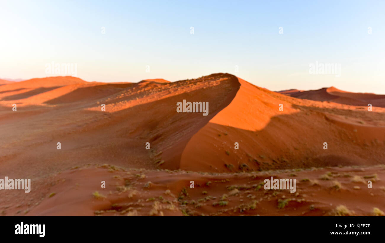 Aerial view of high red dunes, located in the Namib Desert, in the ...