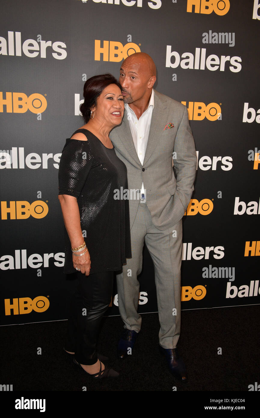 MIAMI BEACH, FL - JULY 14: Ata Johnson, Dwayne Johnson attends the HBO ...