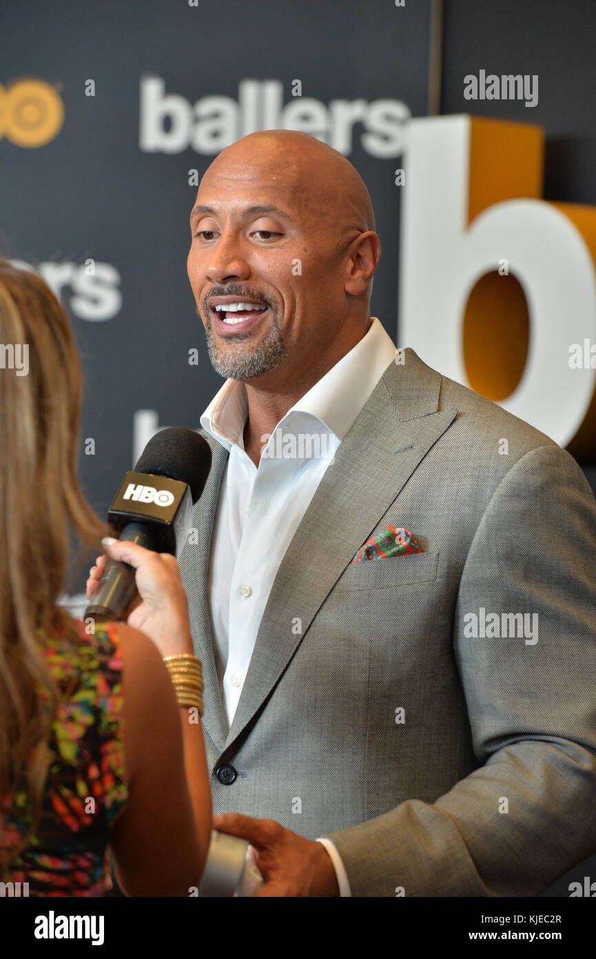 MIAMI BEACH, FL - JULY 14: Dwayne Johnson attends the HBO Ballers ...