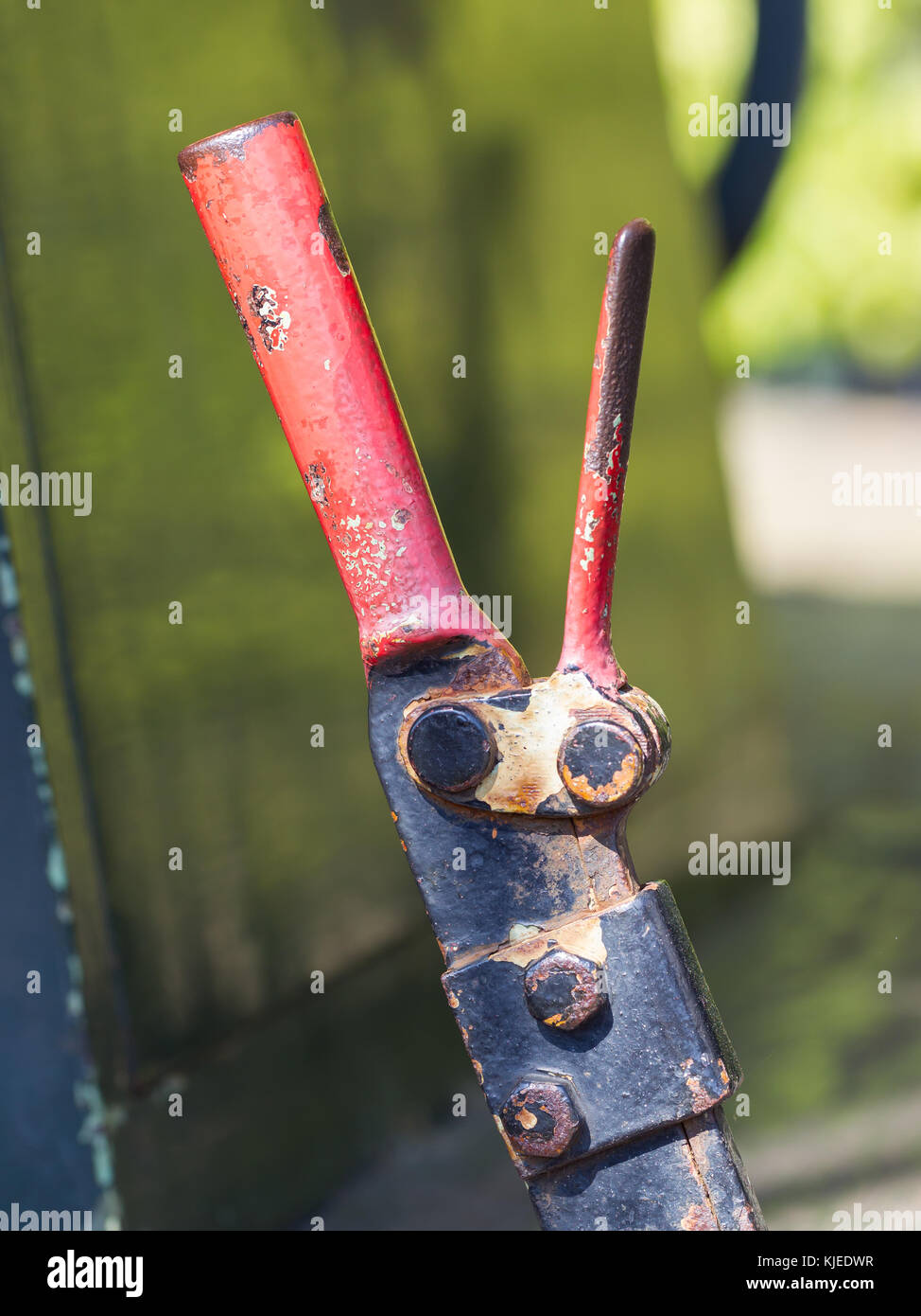 Old hand-operated lever in a train - Vintage technology Stock Photo - Alamy