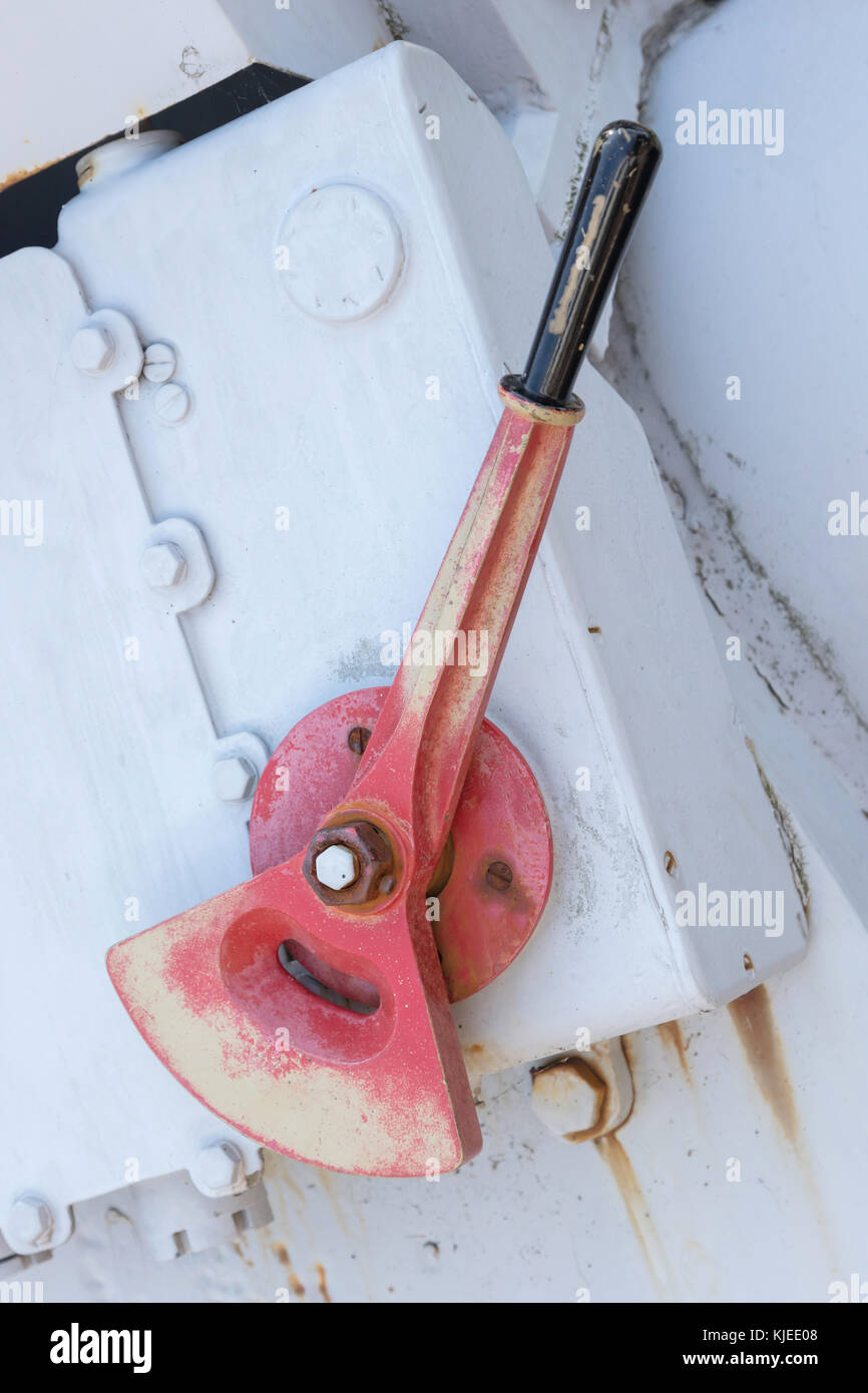 Old hand-operated lever in a train - Vintage technology Stock Photo - Alamy