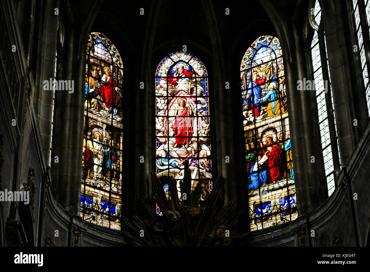 Stained glass of Saint-Merri Church Stock Photo - Alamy