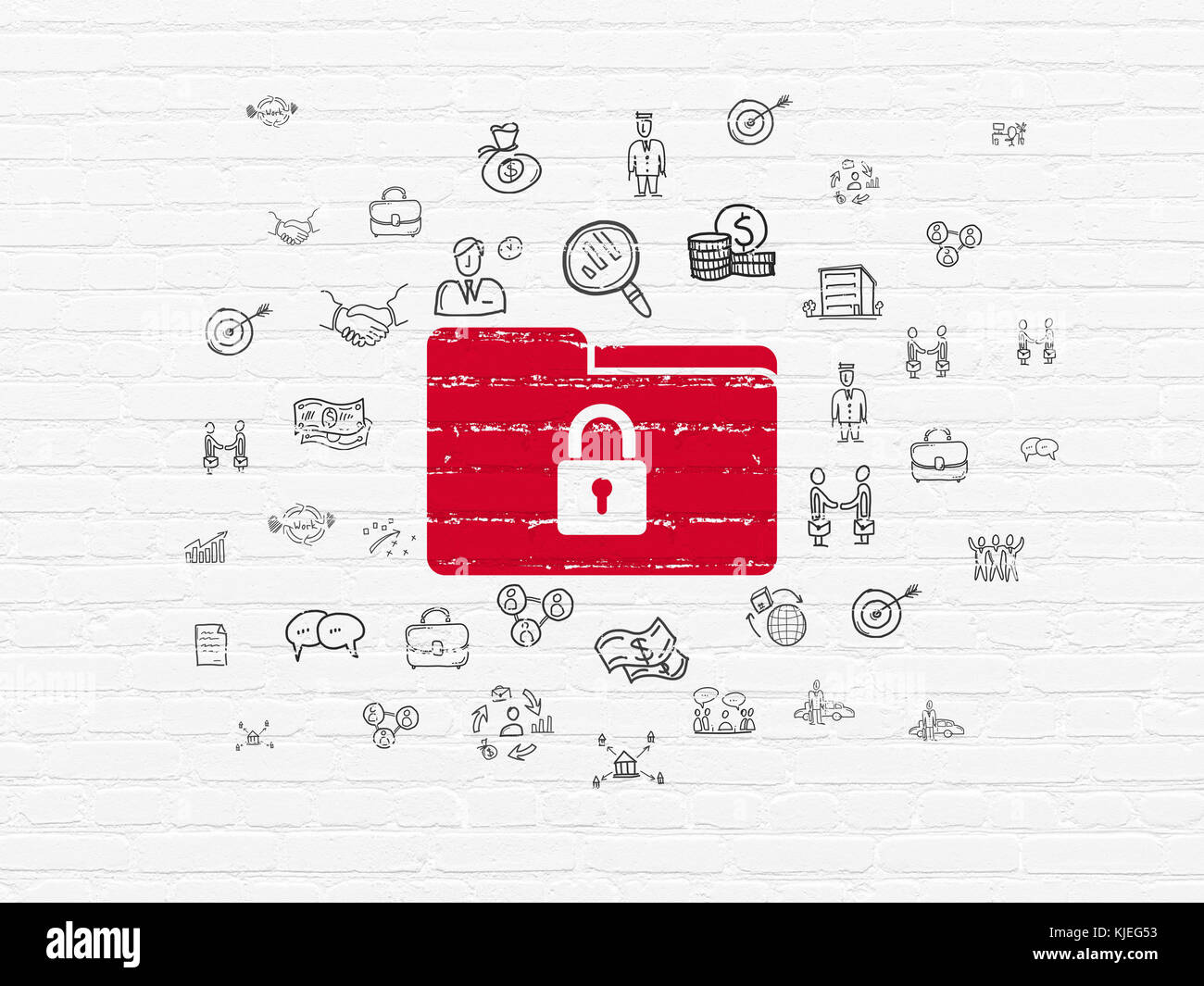 Finance concept: Folder With Lock on wall background Stock Photo - Alamy