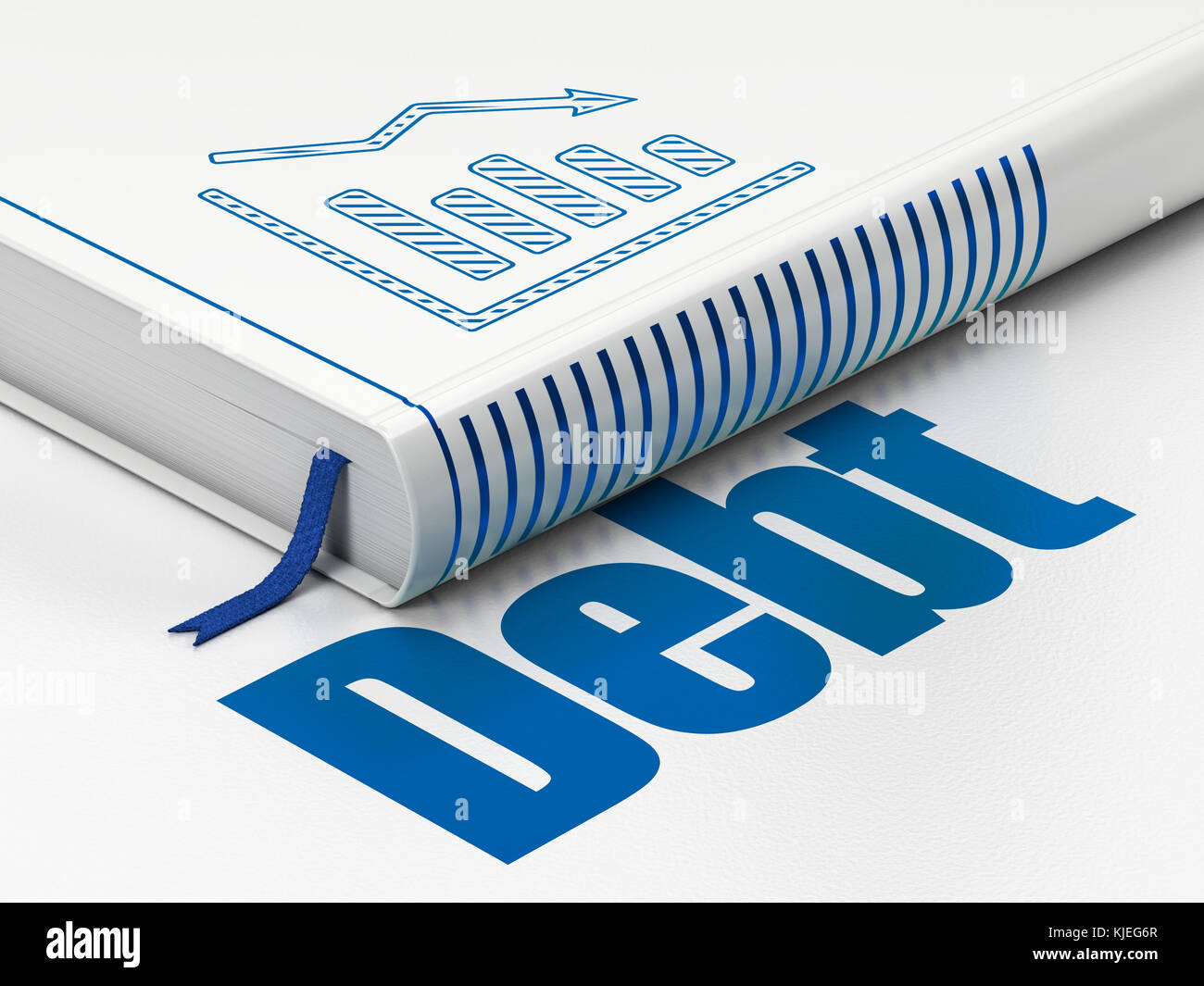 Finance concept: book Decline Graph, Debt on white background Stock ...