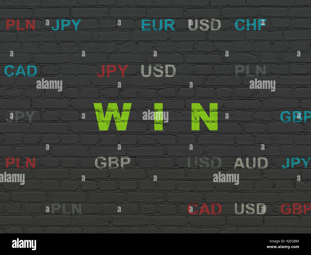 Finance concept: Win on wall background Stock Photo - Alamy