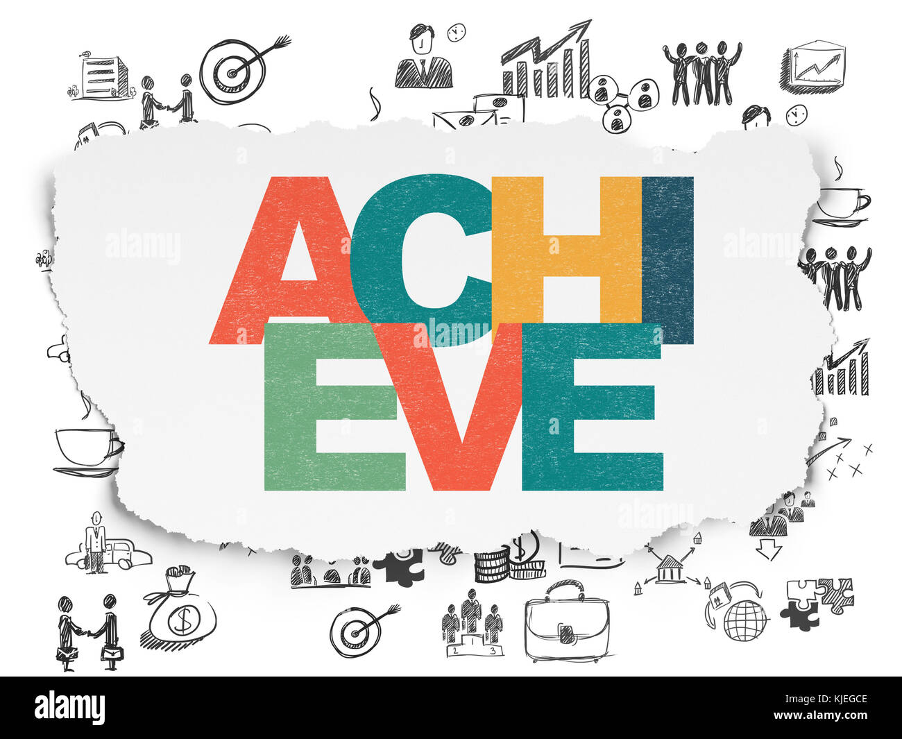 Business concept: Achieve on Torn Paper background Stock Photo - Alamy
