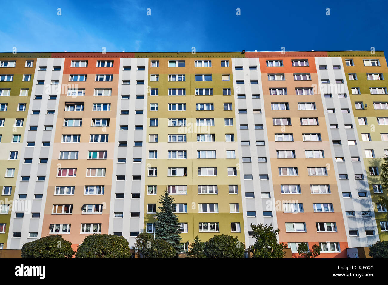 The facade of a residential high-rise building in Poznan Stock Photo ...